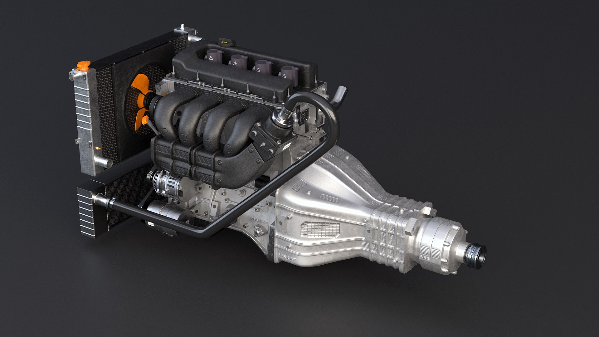 3D Model Straight-Four Turbo Engine And Gearbox - TurboSquid 2070052