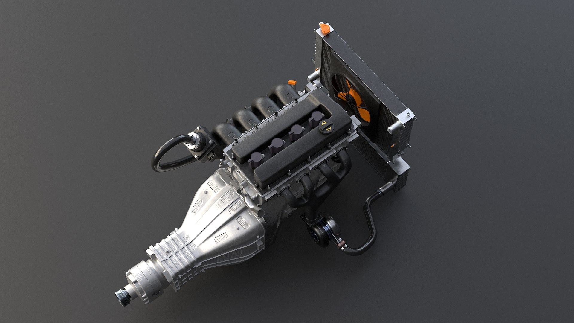 3D Model Straight-Four Turbo Engine And Gearbox - TurboSquid 2070052