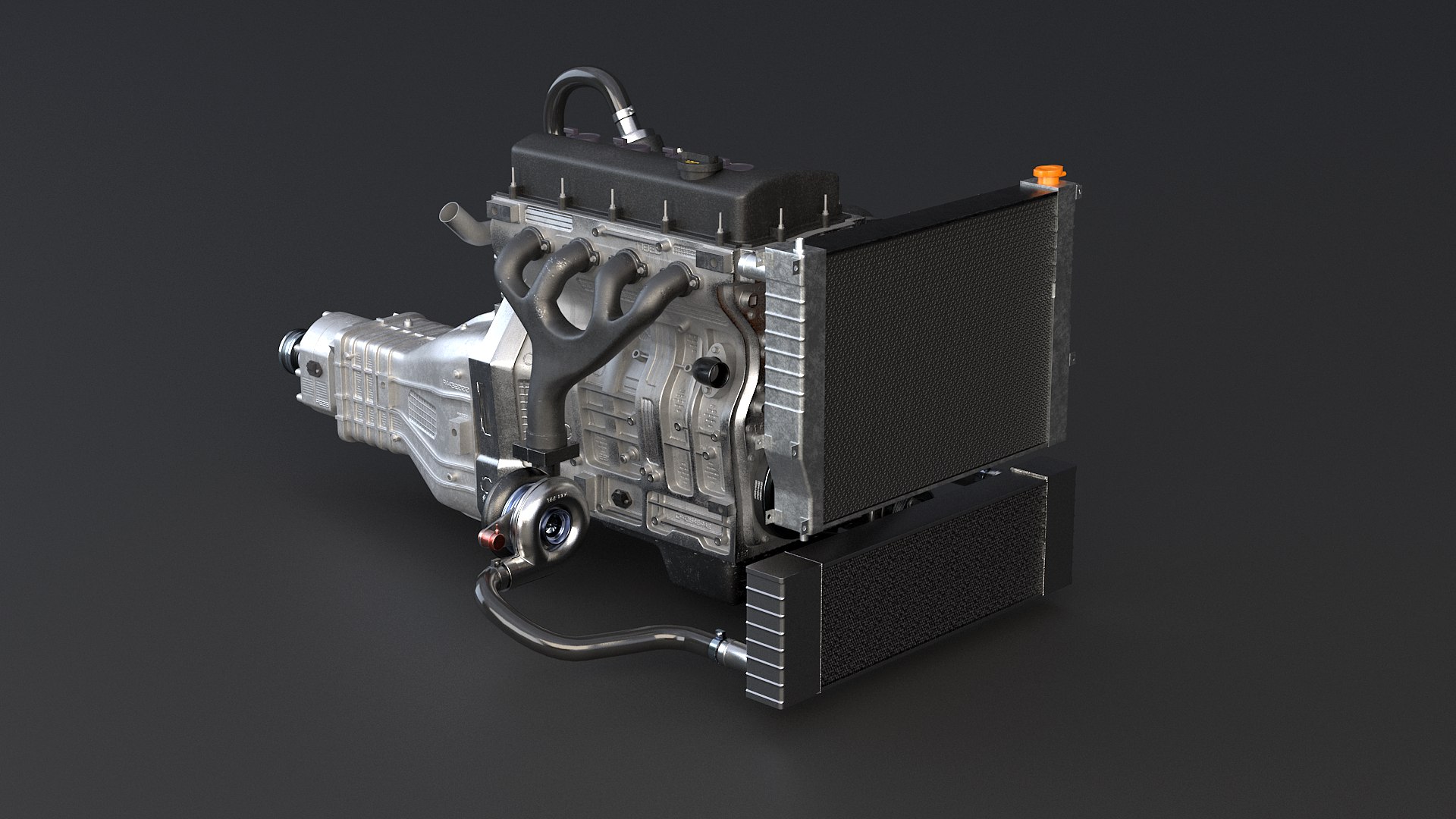 3D Model Straight-Four Turbo Engine And Gearbox - TurboSquid 2070052