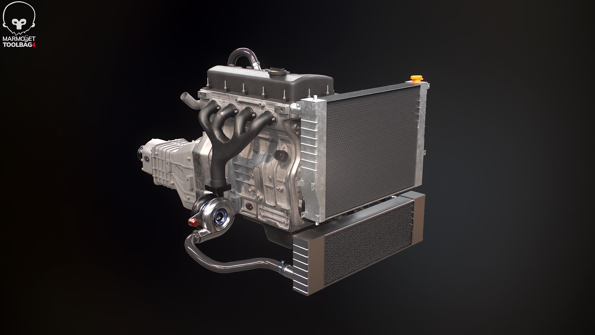3D Model Straight-Four Turbo Engine And Gearbox - TurboSquid 2070052