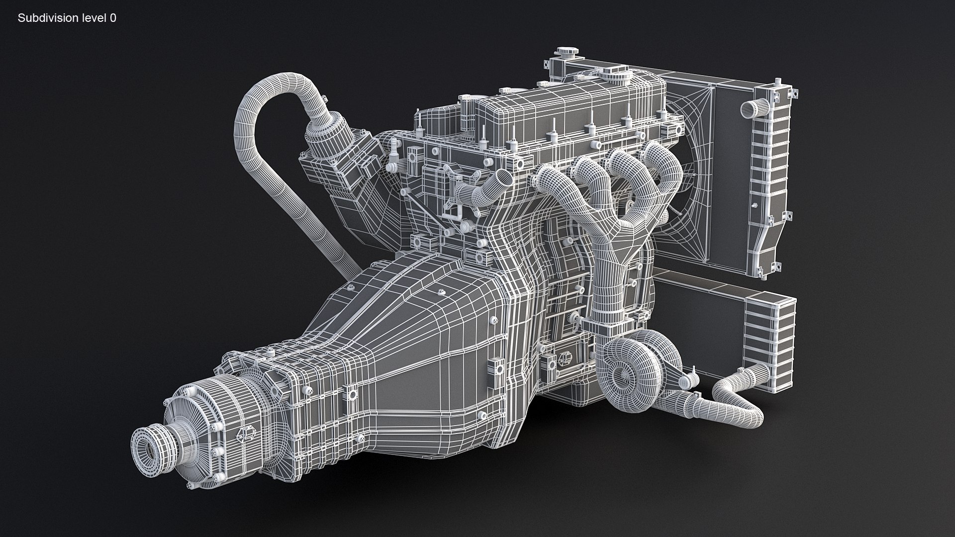 3D Model Straight-Four Turbo Engine And Gearbox - TurboSquid 2070052