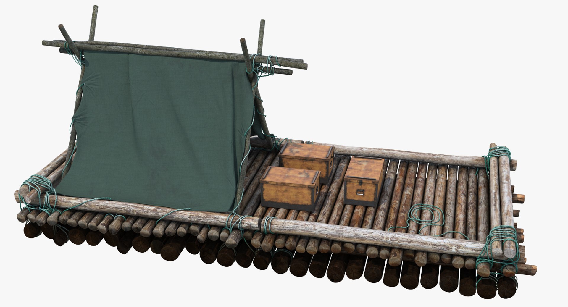 3D model timber raft - TurboSquid 1394397