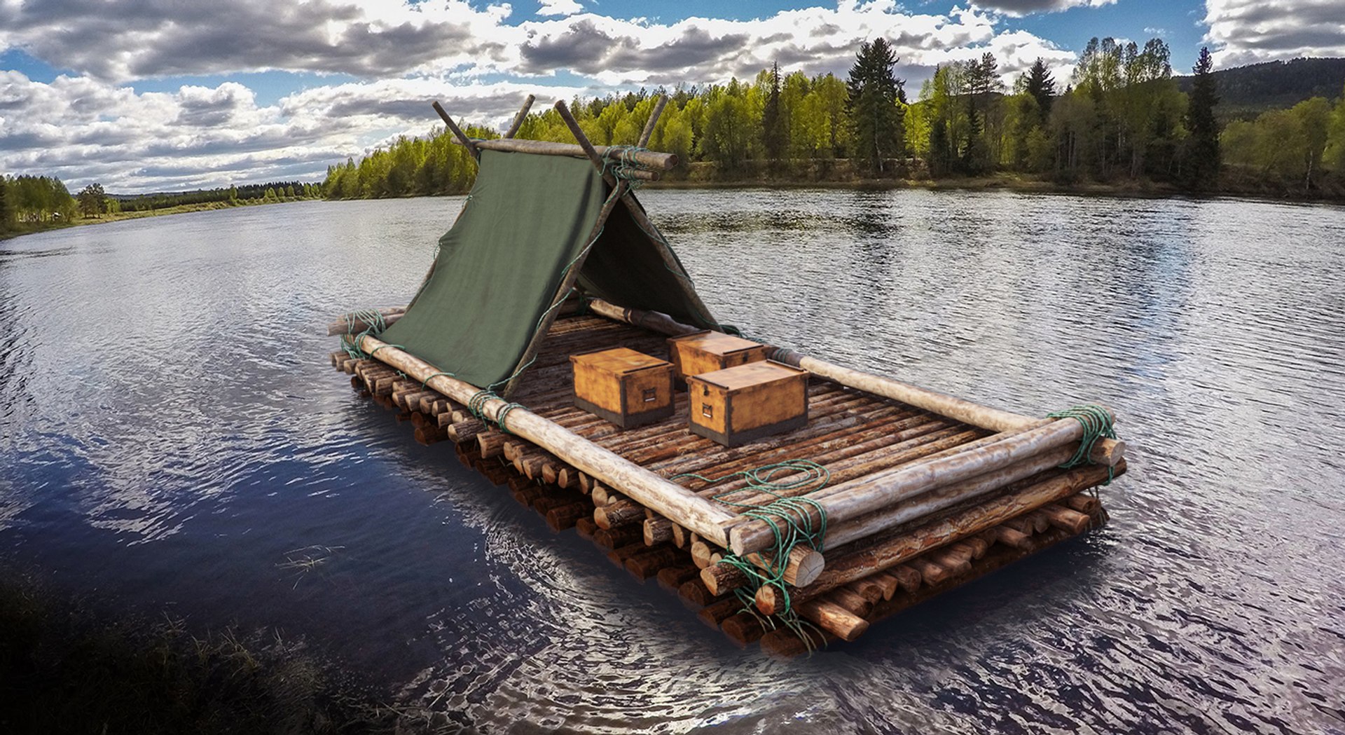 3D model timber raft - TurboSquid 1394397