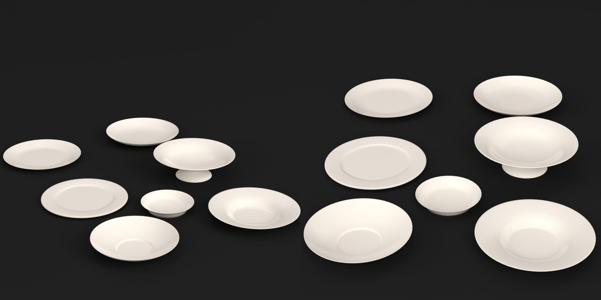 3d Bowles Dishes Set Model