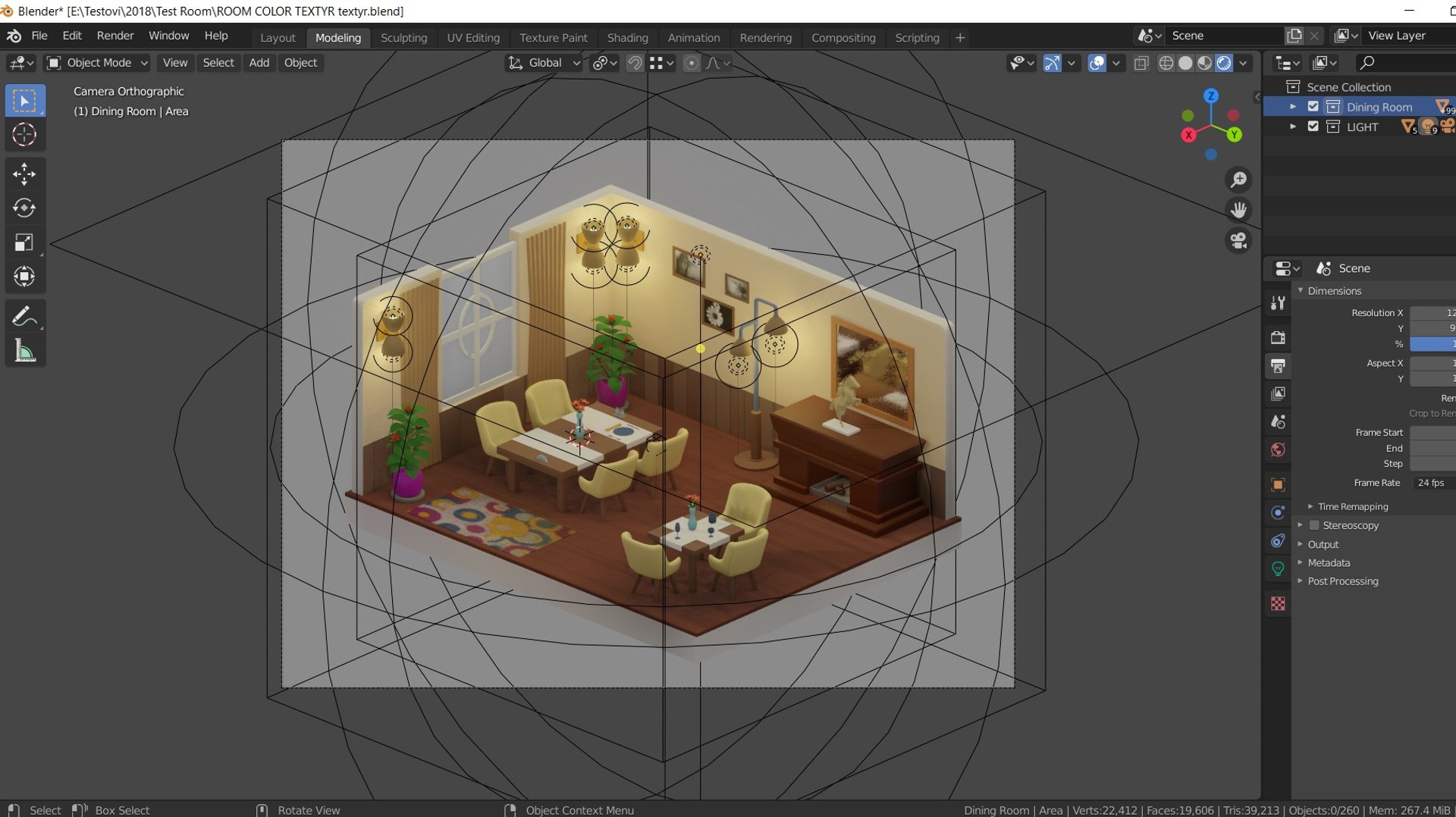 3D Isometric Dining Room Model - TurboSquid 1686349