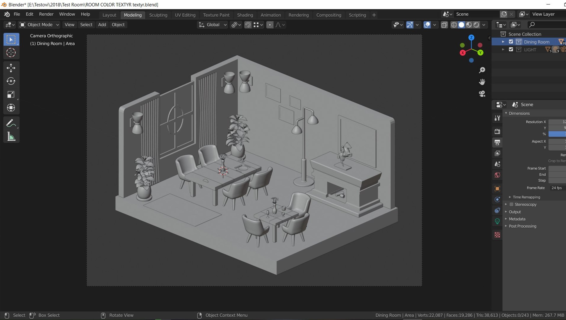 3D Isometric Dining Room Model - TurboSquid 1686349