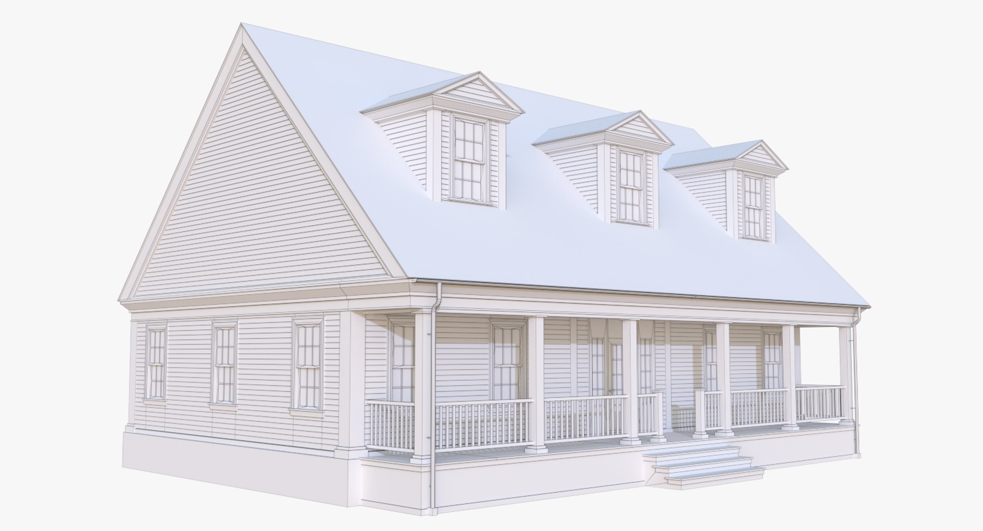 Colonial House 3D Model - TurboSquid 1192575