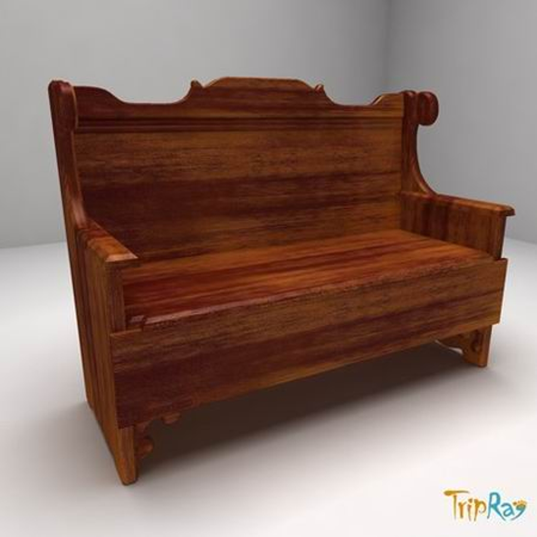 free wood bench 3d model