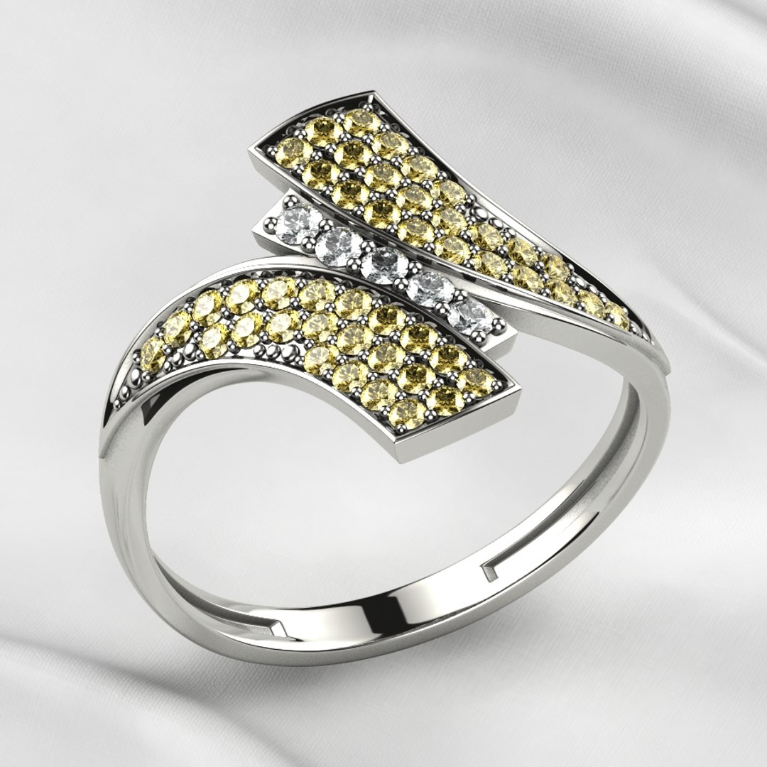 3D Pave Set Gems Fashion Gold Ring - TurboSquid 1792820