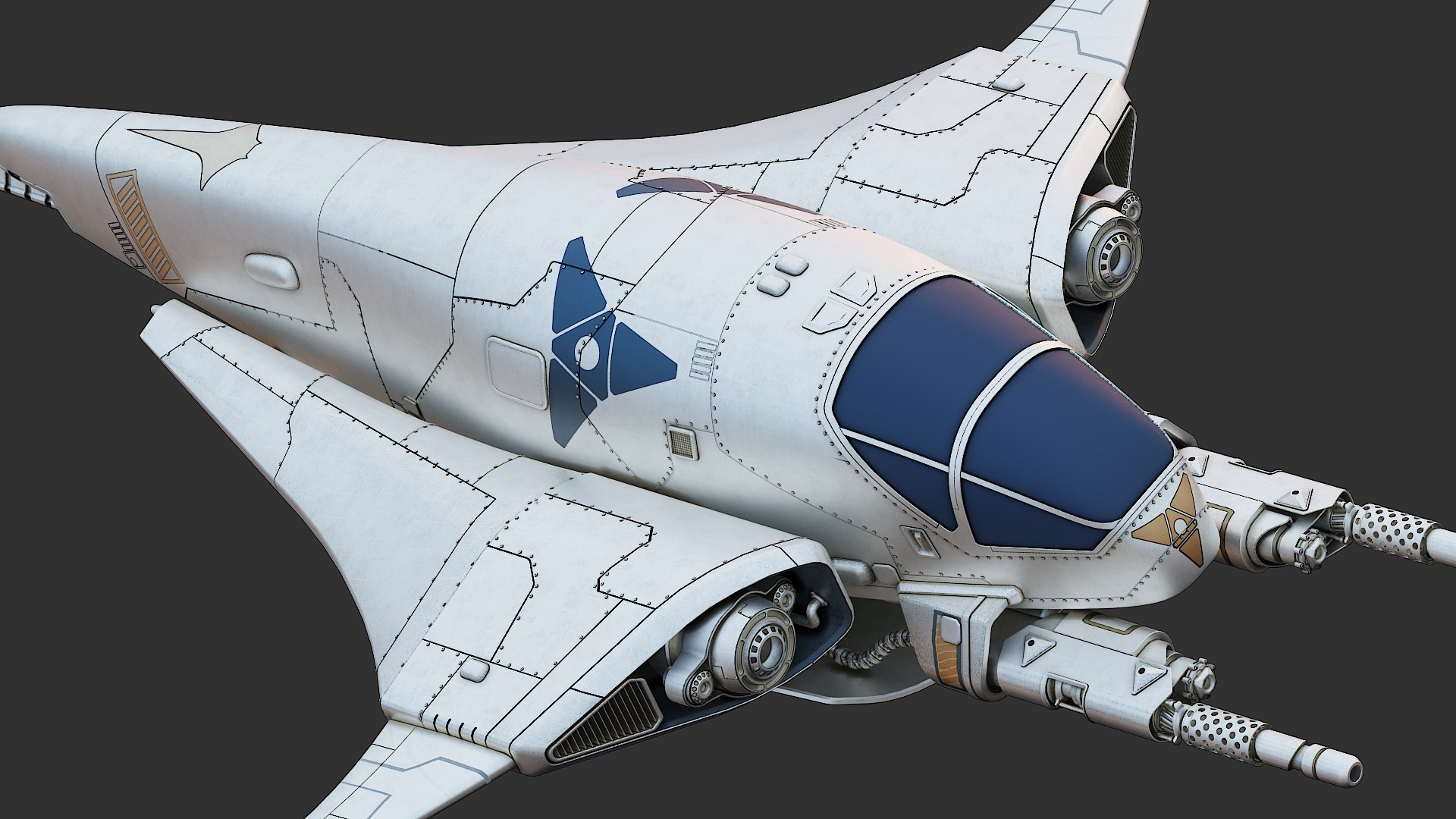 3D Model Manta Fighter Spacecraft - TurboSquid 1654260