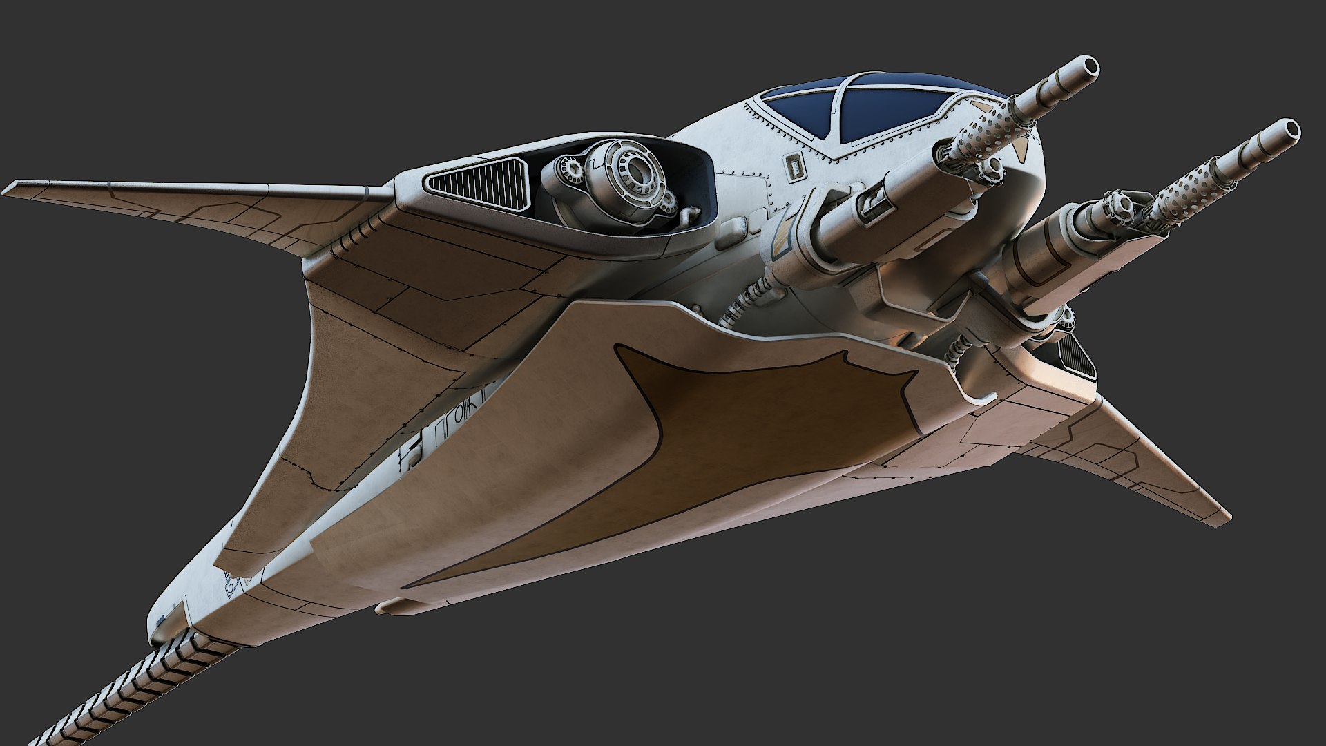 3D Model Manta Fighter Spacecraft - TurboSquid 1654260