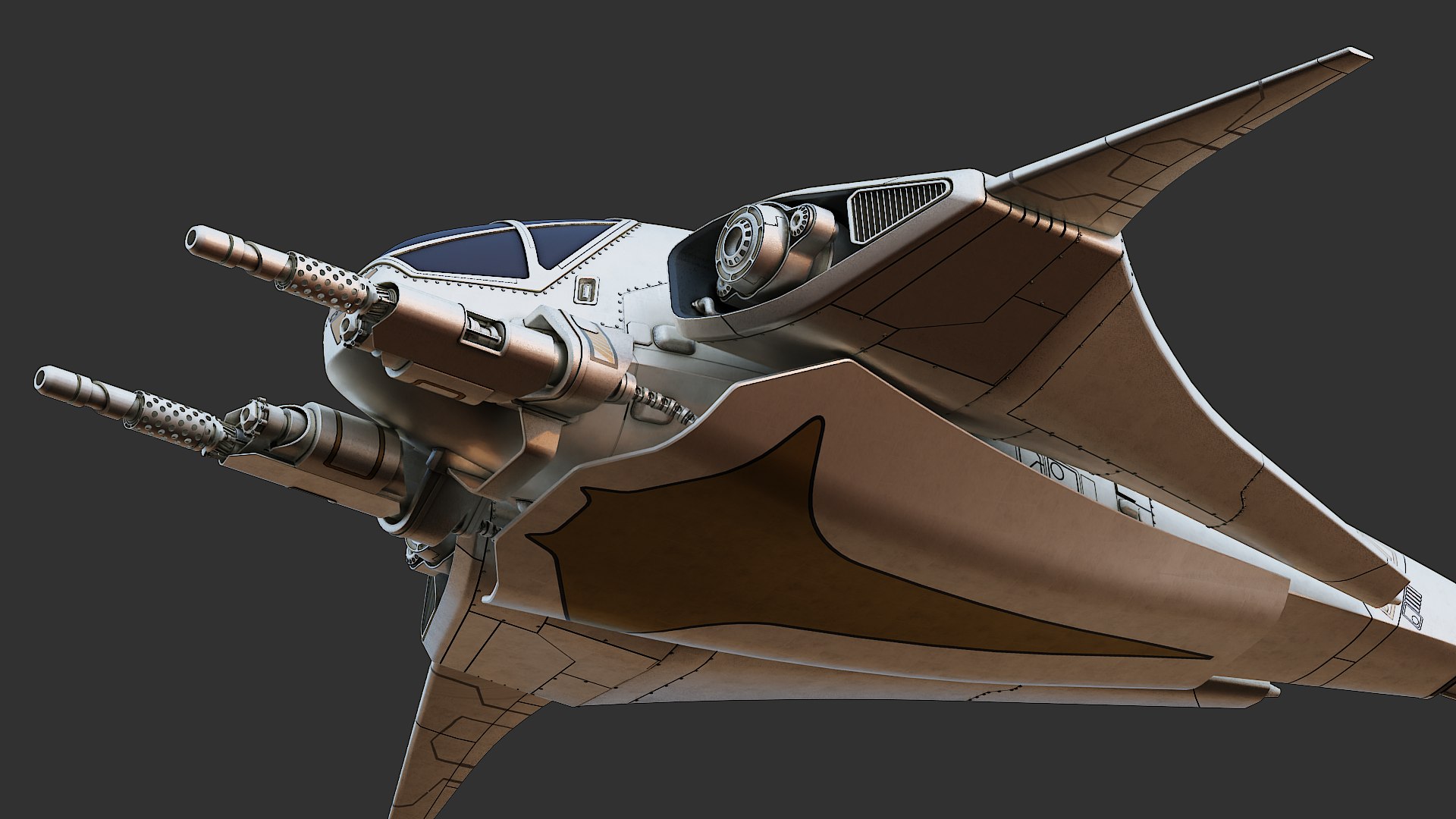 3D Model Manta Fighter Spacecraft - TurboSquid 1654260