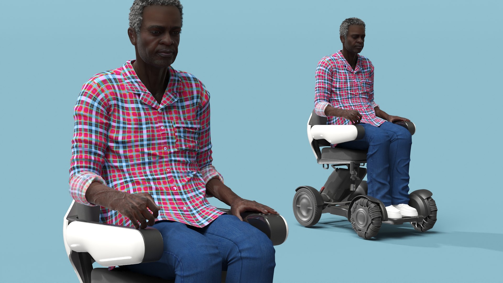 3D Mobility Scooter And Afro American Man Model - TurboSquid 2308476