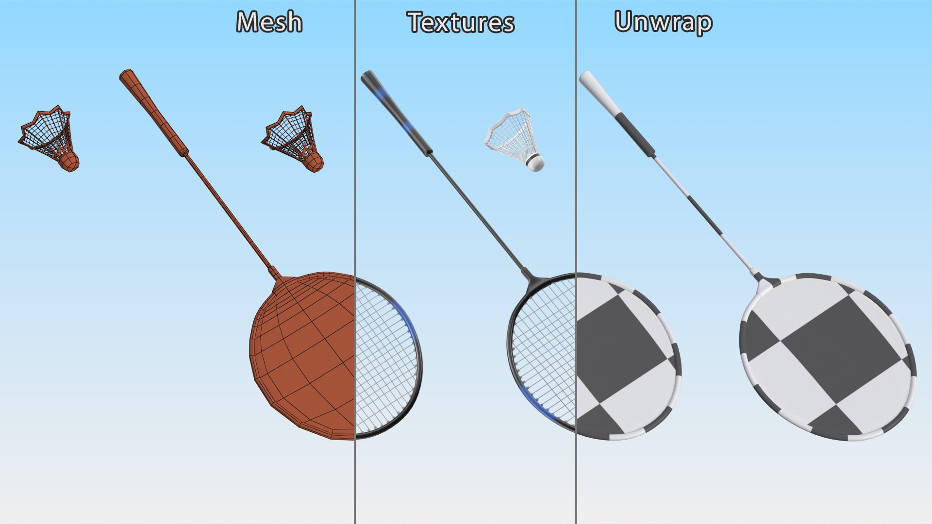3D Badminton Racquet And Shuttlecock - TurboSquid 2121472