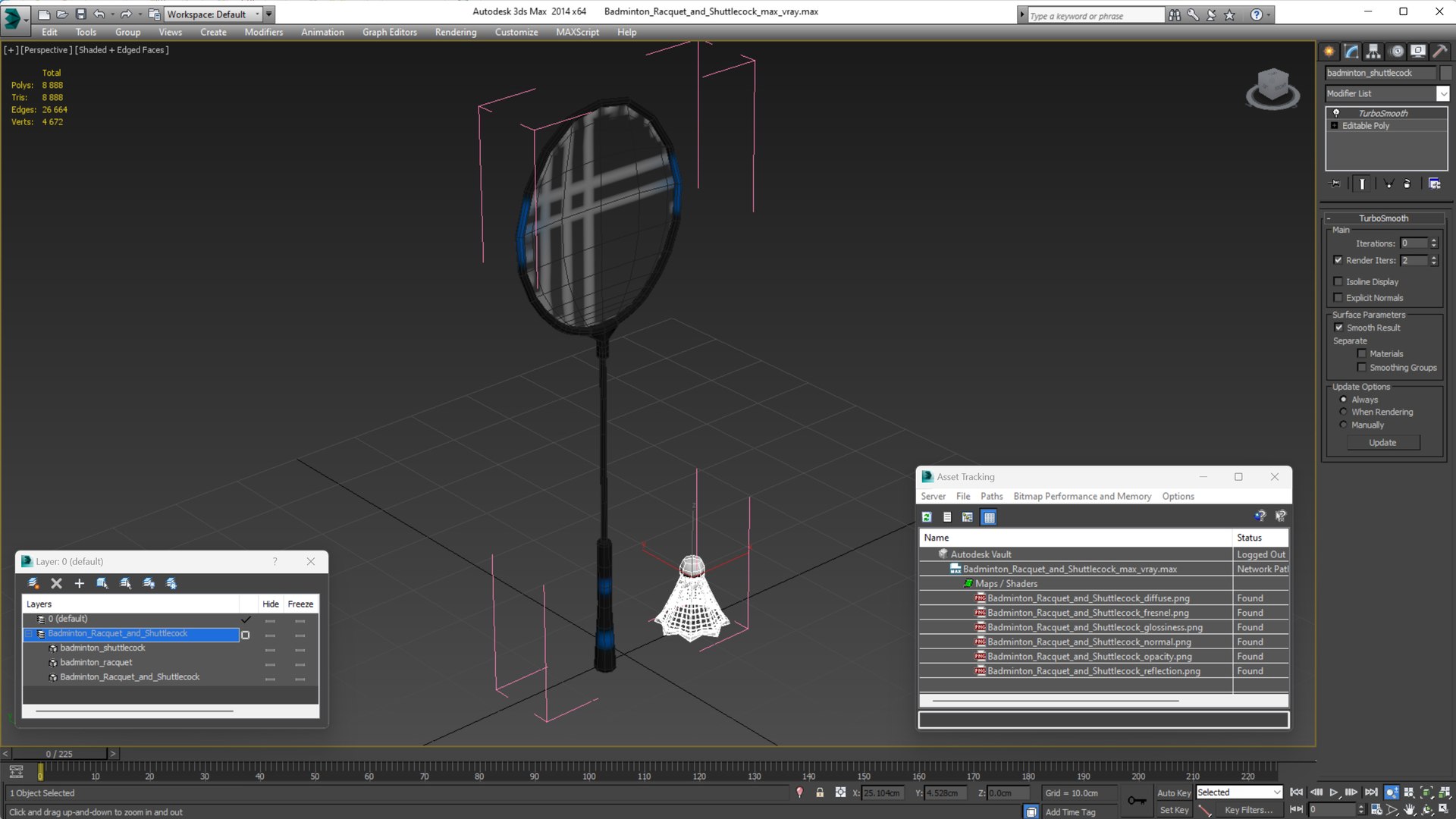 3D Badminton Racquet And Shuttlecock - TurboSquid 2121472