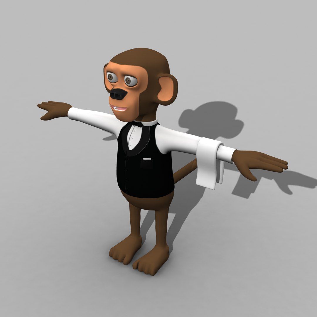 maya cartoon waiter monkey