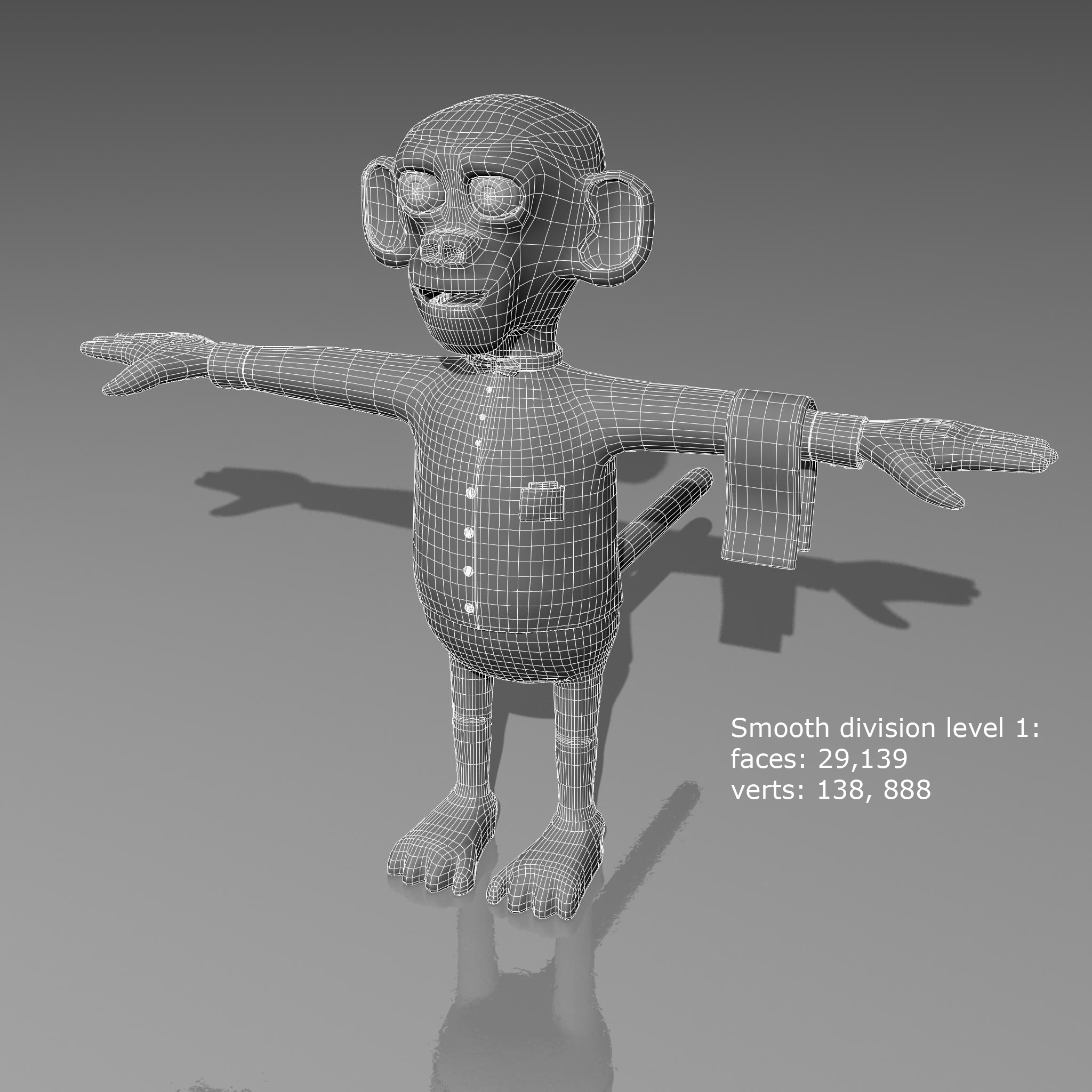 maya cartoon waiter monkey