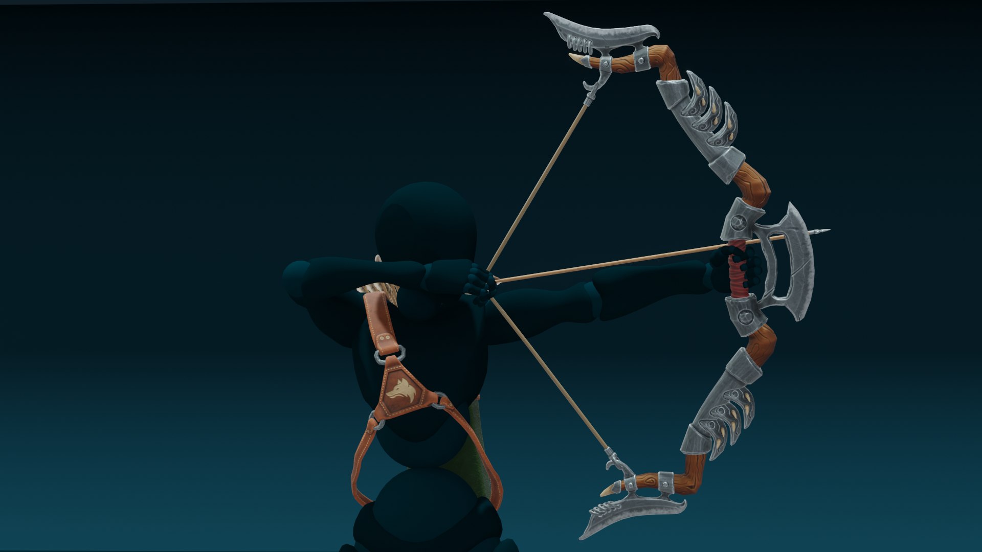 3D Model Fantasy Wooden Bow With Armor Blades And Stylized Quiver ...