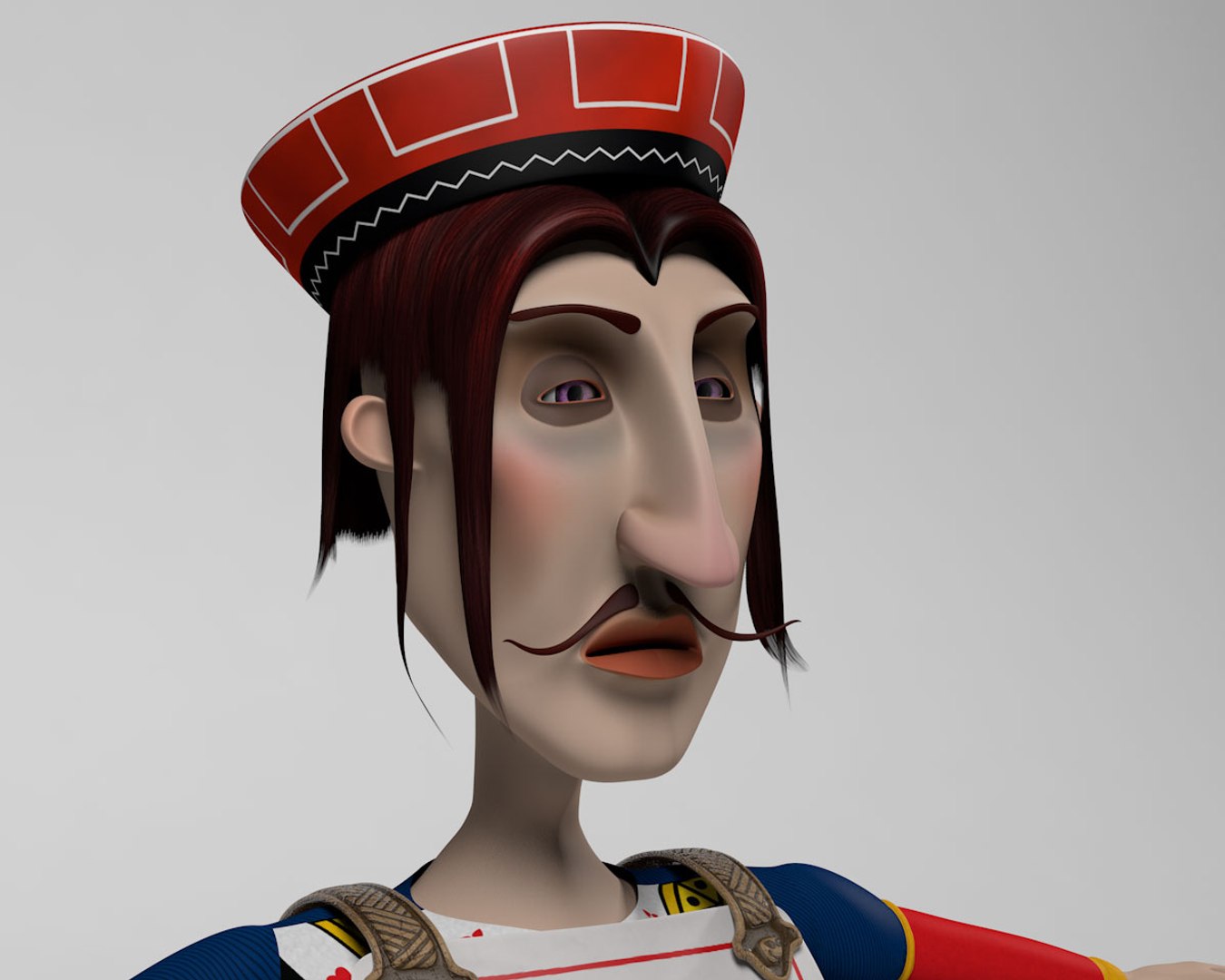 Hearts Knave Cartoon Character 3d Model