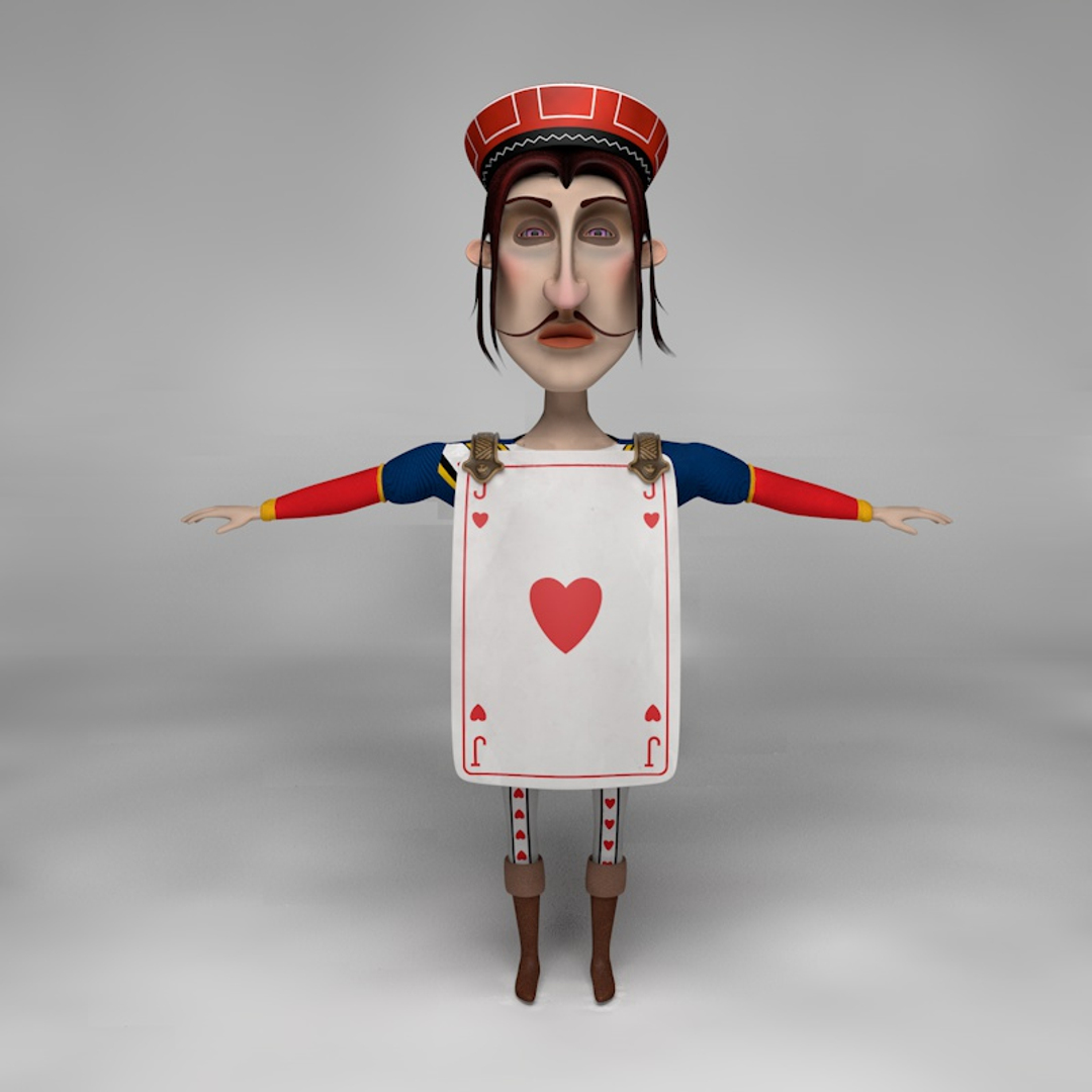Hearts Knave Cartoon Character 3d Model