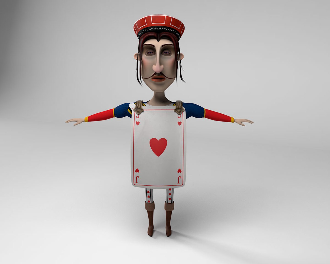 Hearts Knave Cartoon Character 3d Model