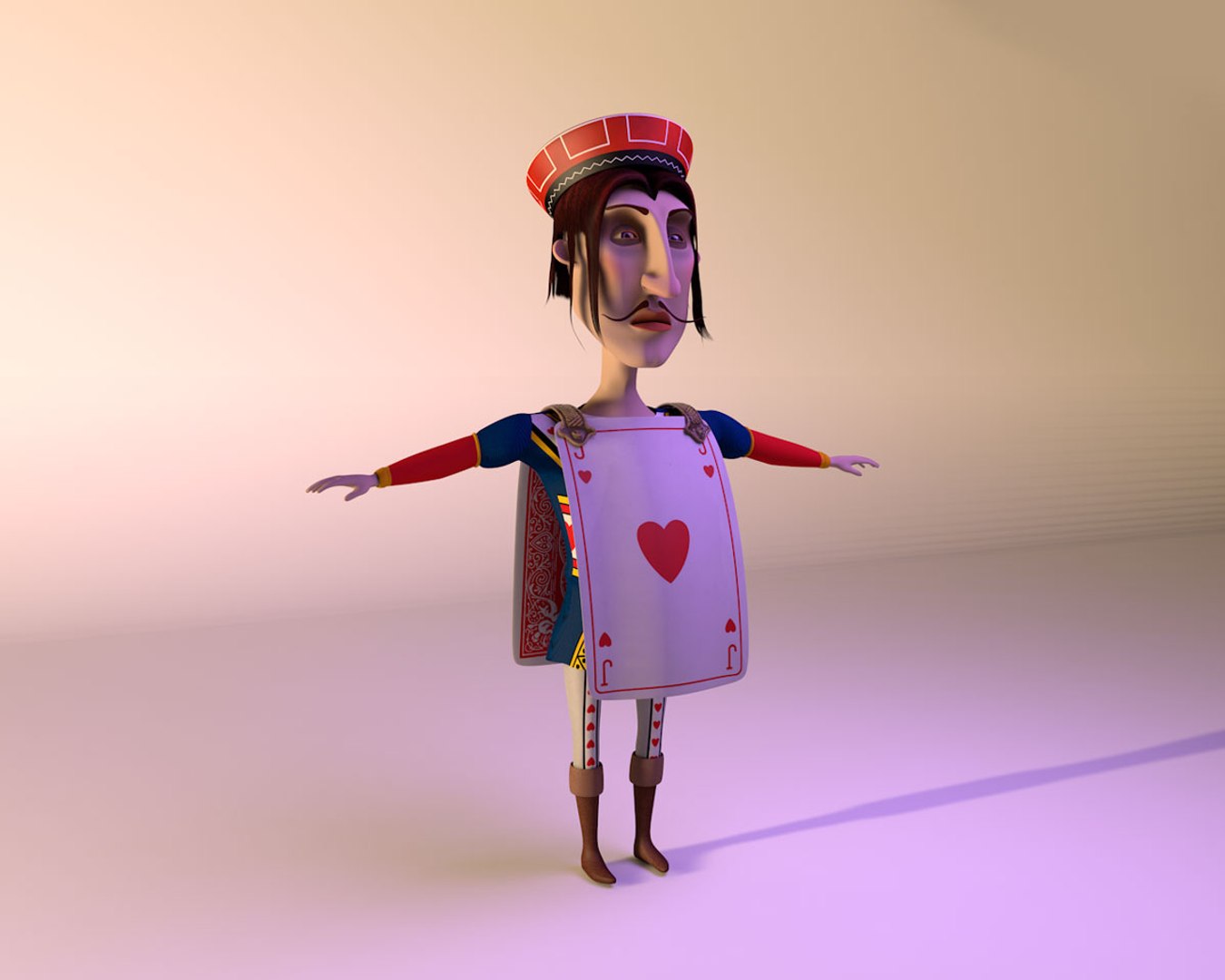 Hearts Knave Cartoon Character 3d Model