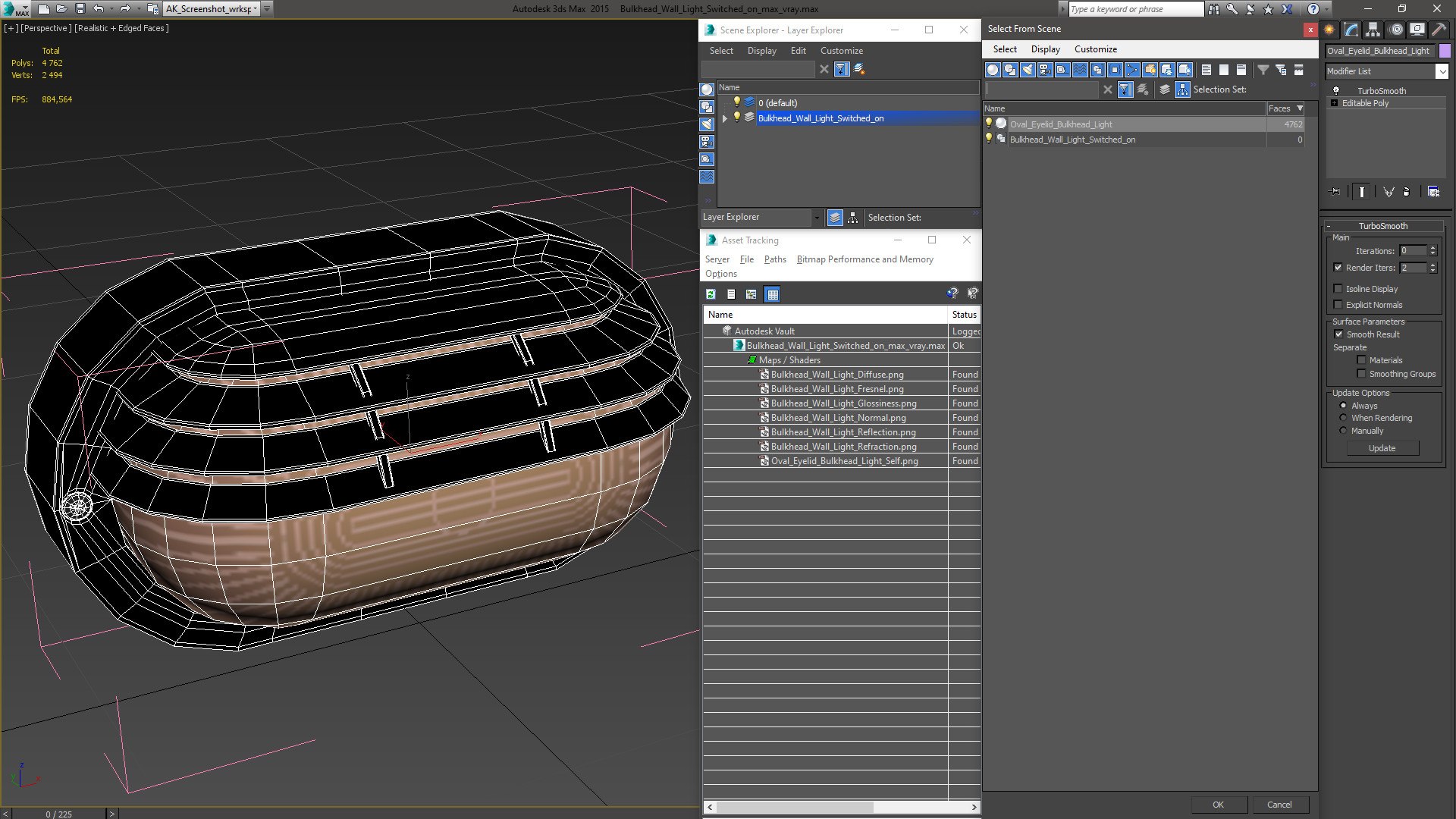3D Bulkhead Wall Light Switched On - TurboSquid 1978391