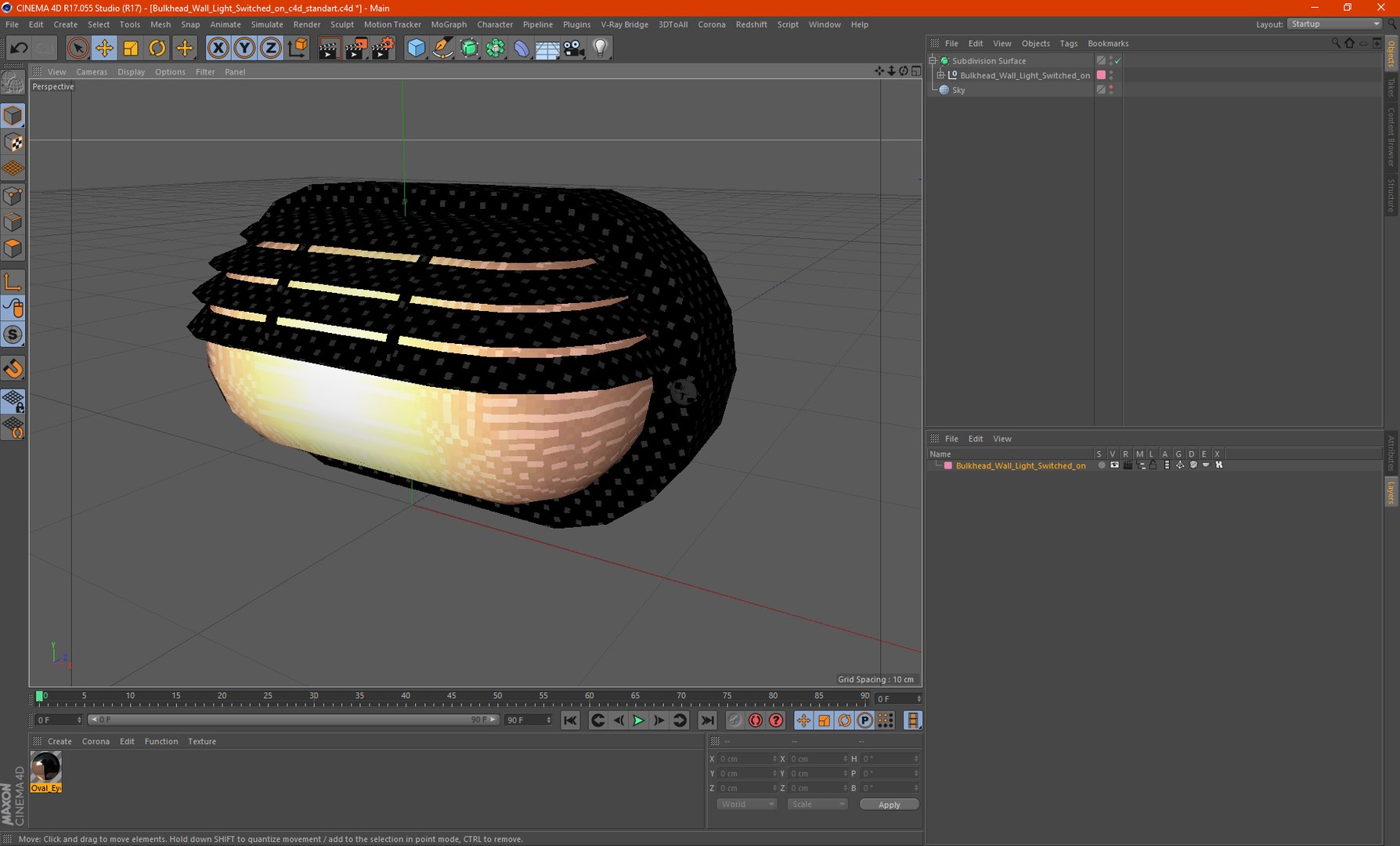 3D Bulkhead Wall Light Switched On - TurboSquid 1978391
