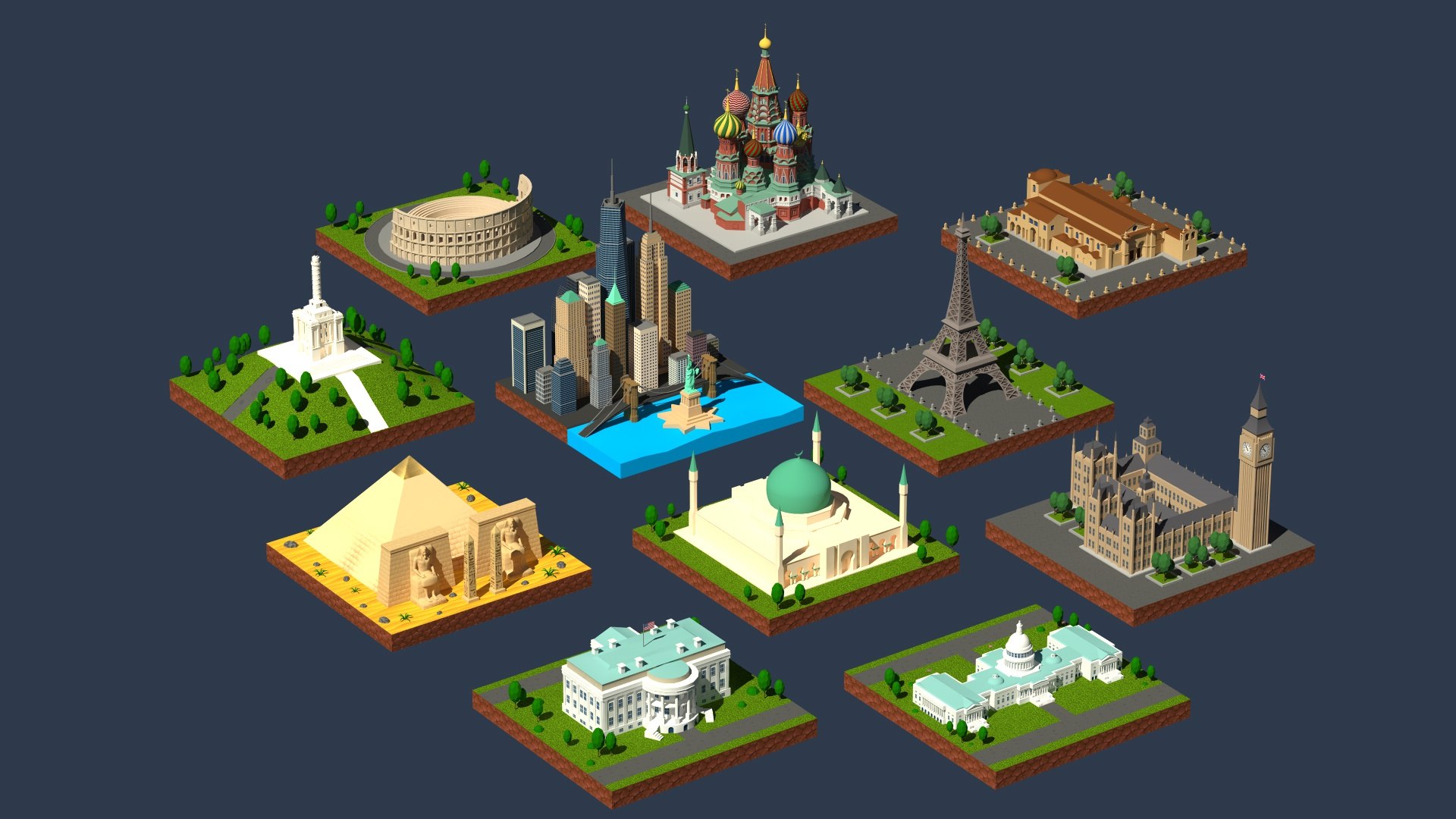 Cartoons Monuments Collection model - TurboSquid 2032141