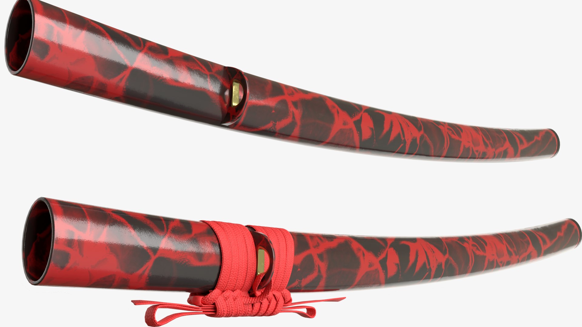 3D Red Katana A Saya A Sageo And Stand - TurboSquid 2342261