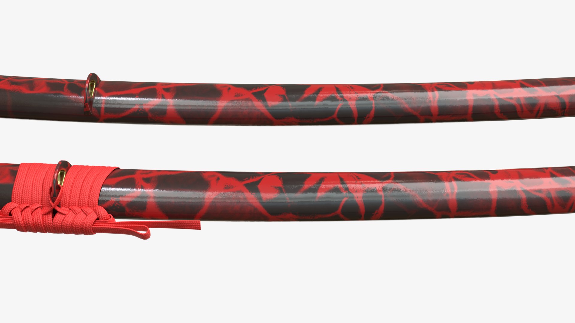 3D Red Katana A Saya A Sageo And Stand - TurboSquid 2342261