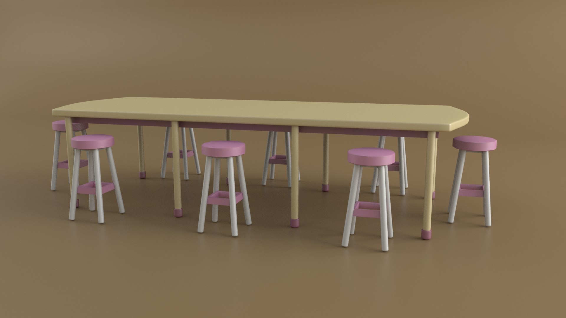 Cartoon Stool Chair And Table 3D Model - TurboSquid 1974738