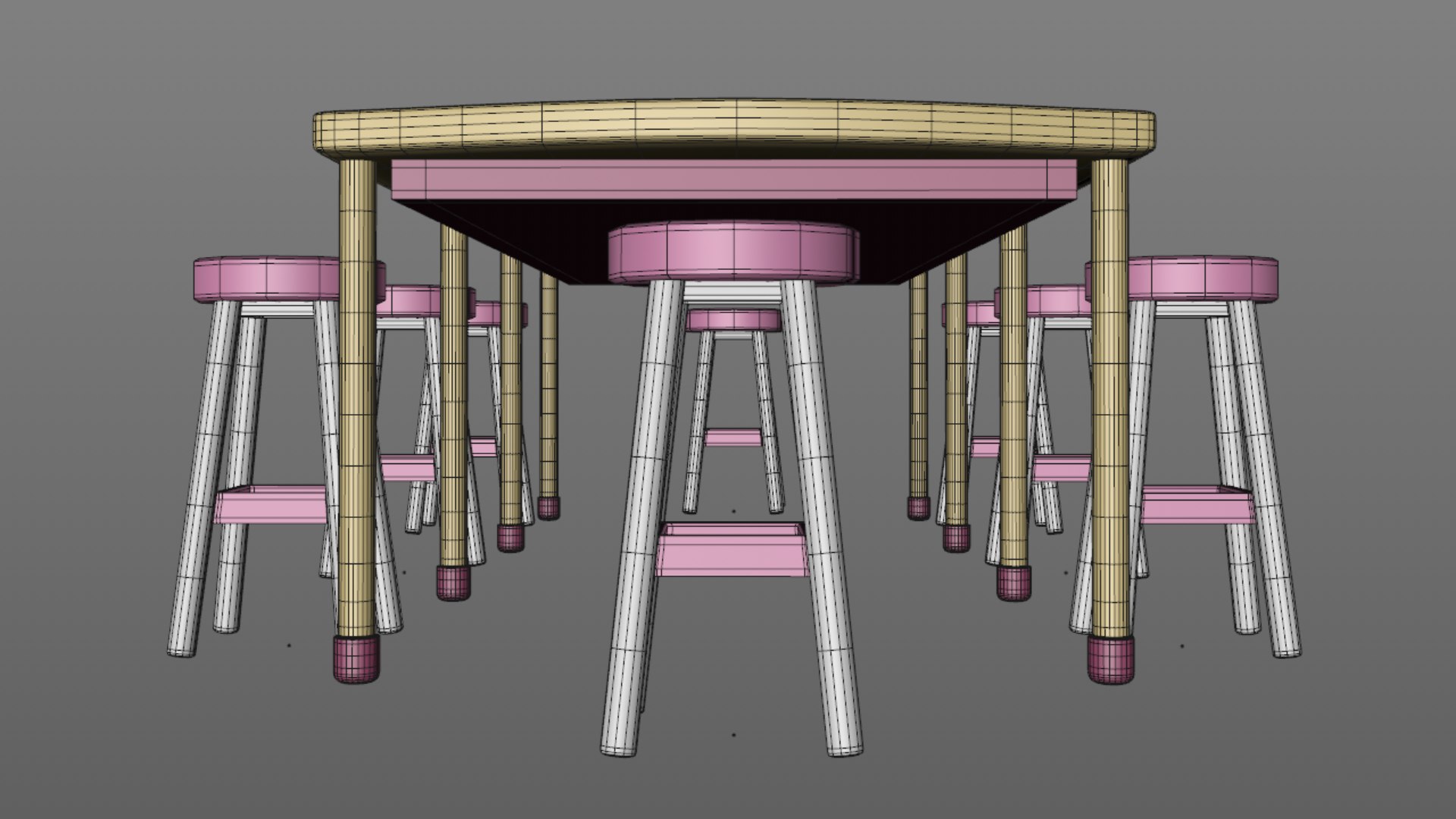 Cartoon Stool Chair And Table 3D Model - TurboSquid 1974738