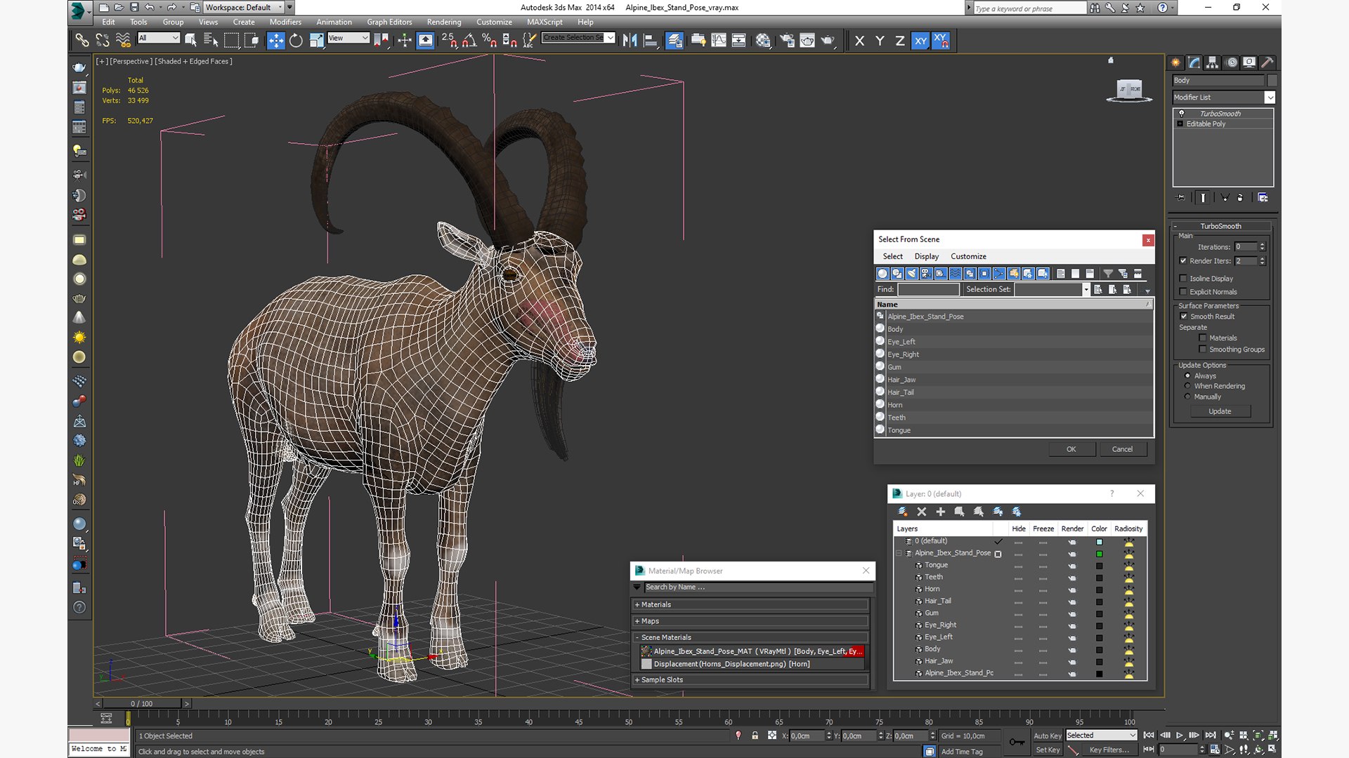 3D Model Alpine Ibex Stand Pose - TurboSquid 2225811