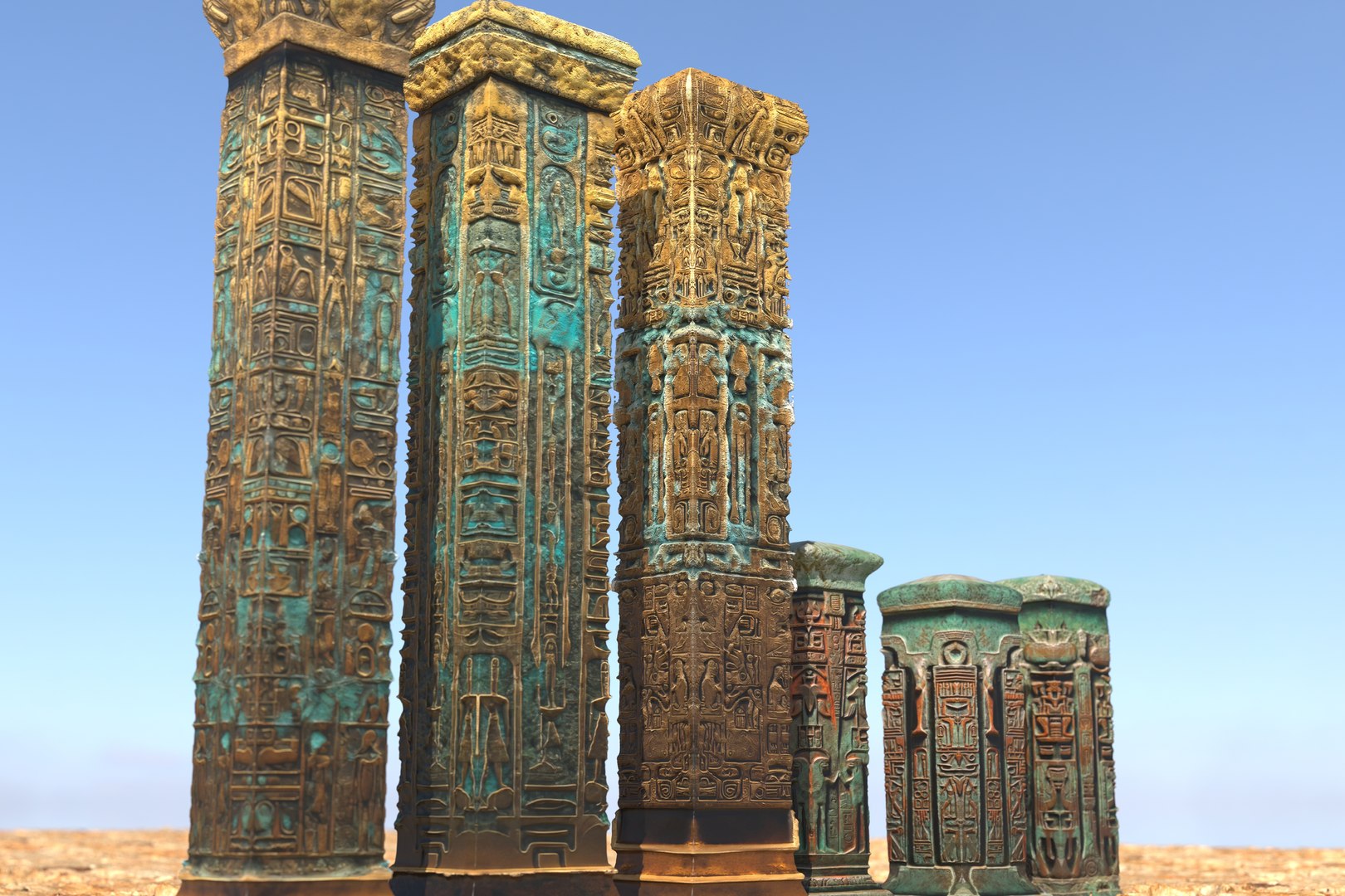 3D Egyptian Pillars Pack Model - TurboSquid 2193493