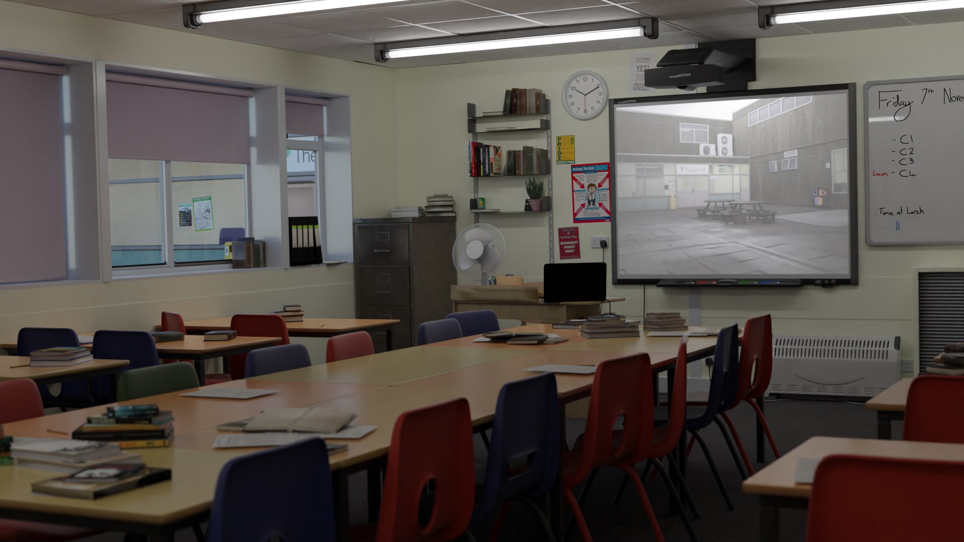 3D Old British School Classroom And Courtyard - TurboSquid 2040135