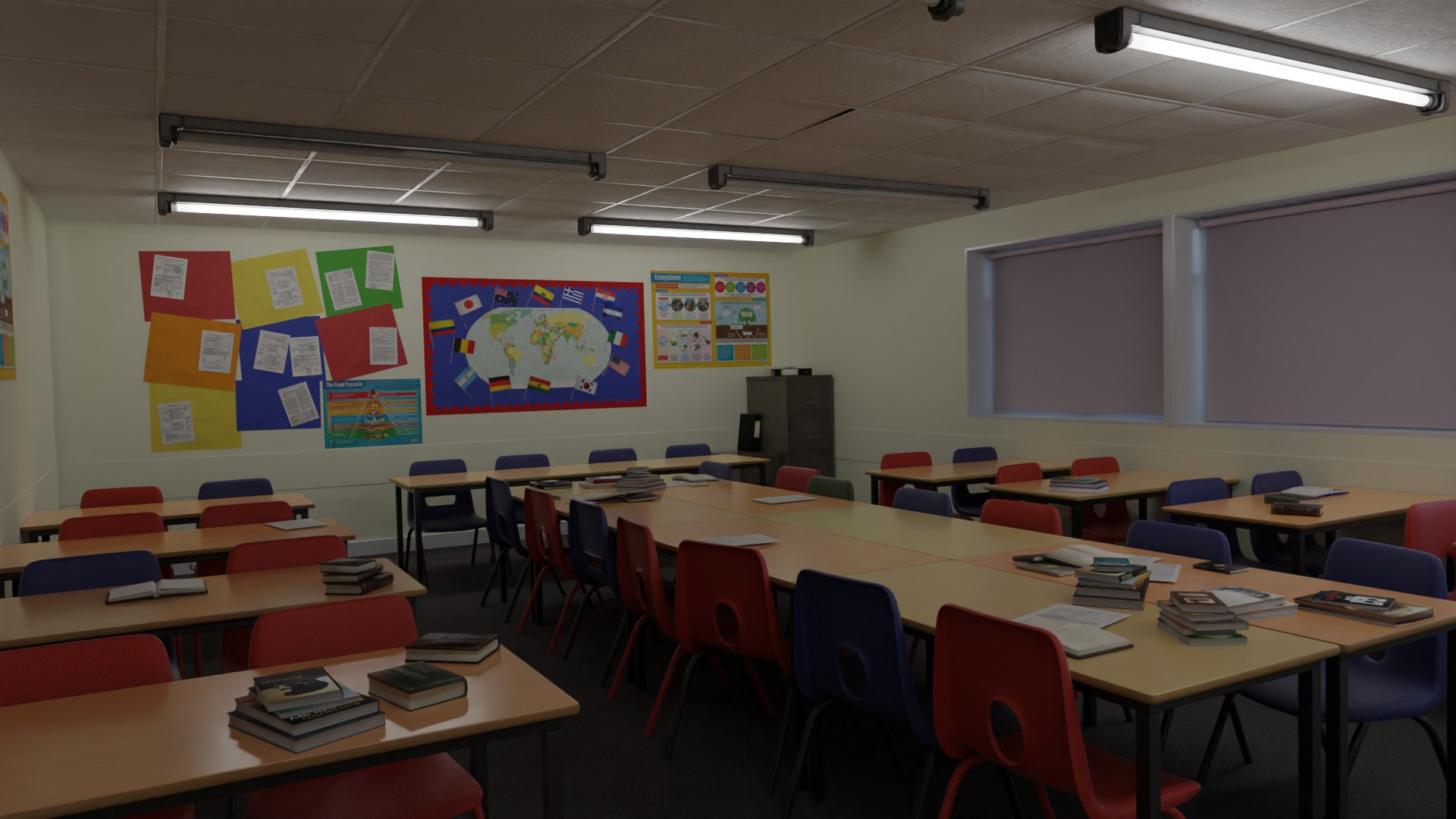 3D Old British School Classroom And Courtyard - TurboSquid 2040135