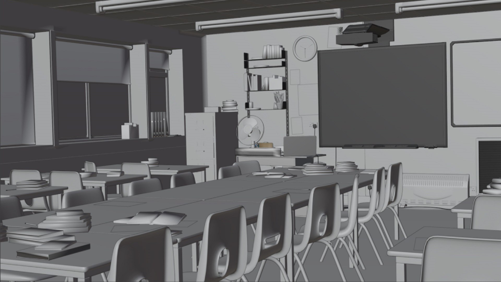 3D Old British School Classroom And Courtyard - TurboSquid 2040135