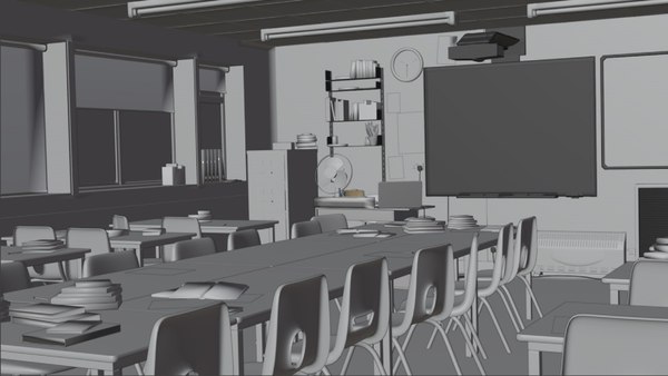 3D Old British School Classroom and Courtyard - TurboSquid 2040135