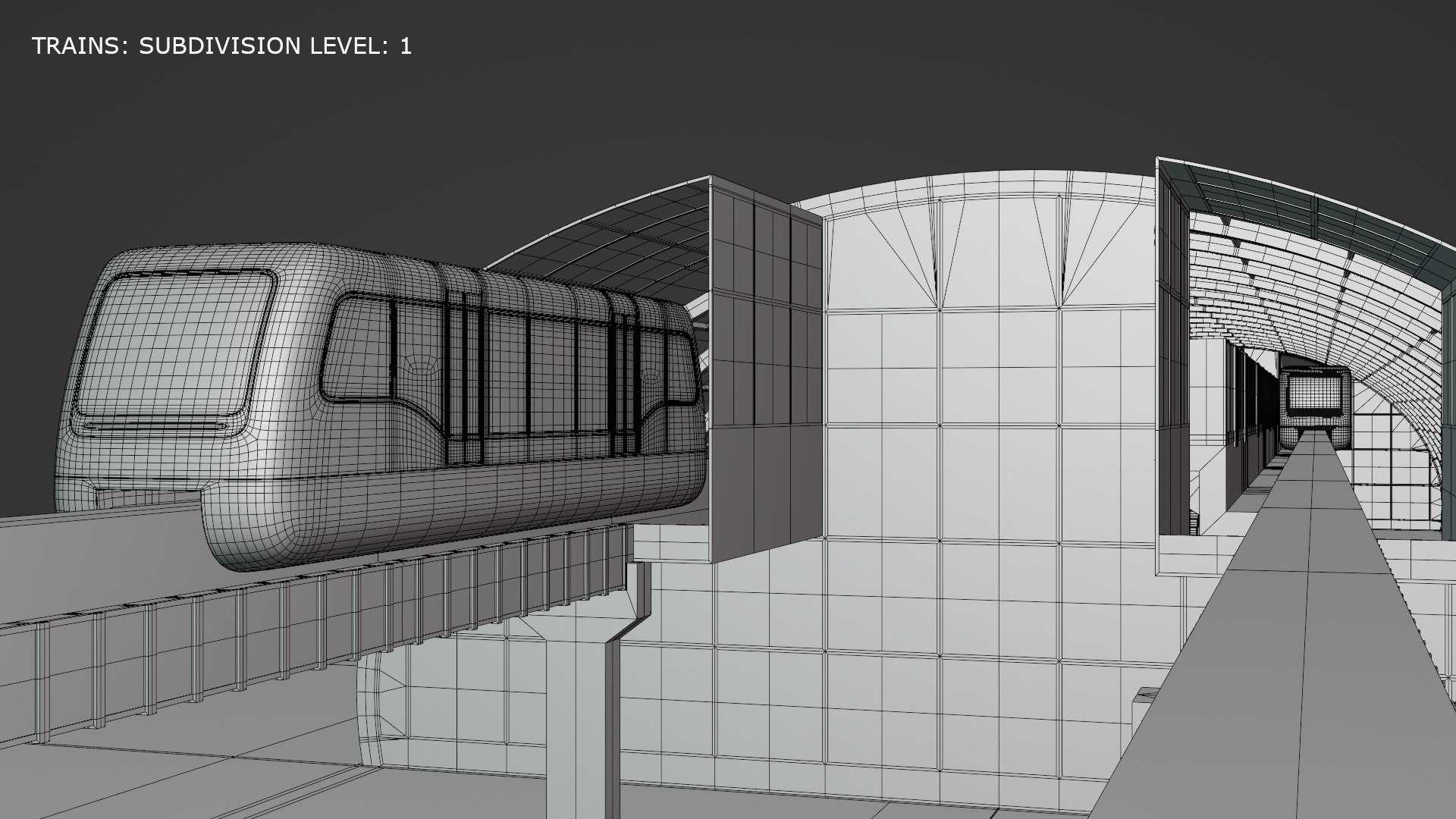 3D Monorail Station With Trains - TurboSquid 1971907