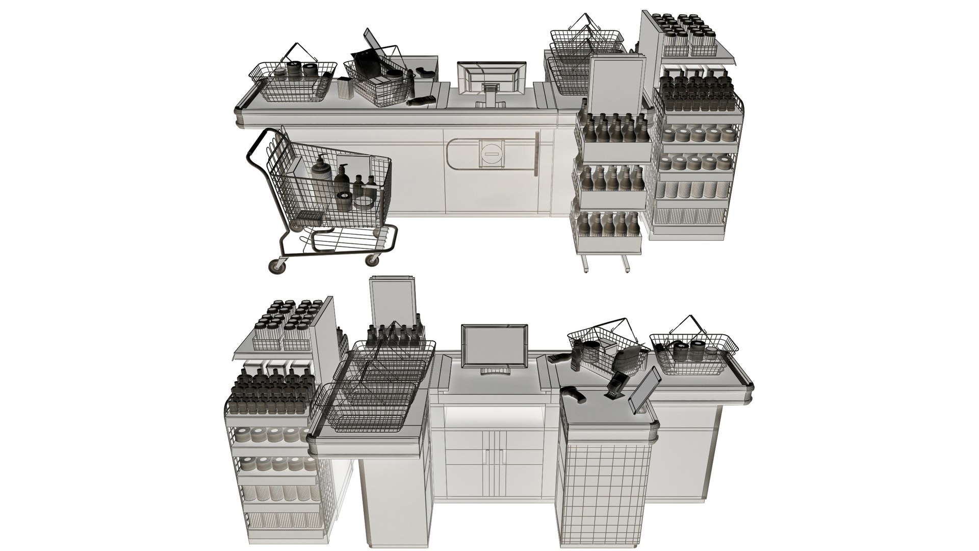 Checkout Counter Collection 3D Model - TurboSquid 1875384