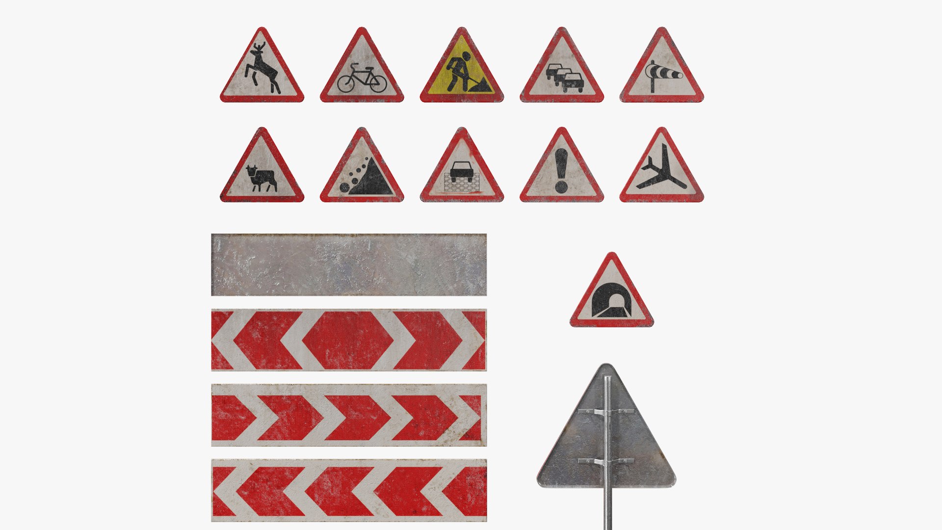 Warning Road Signs 3 3D Model - TurboSquid 1954600