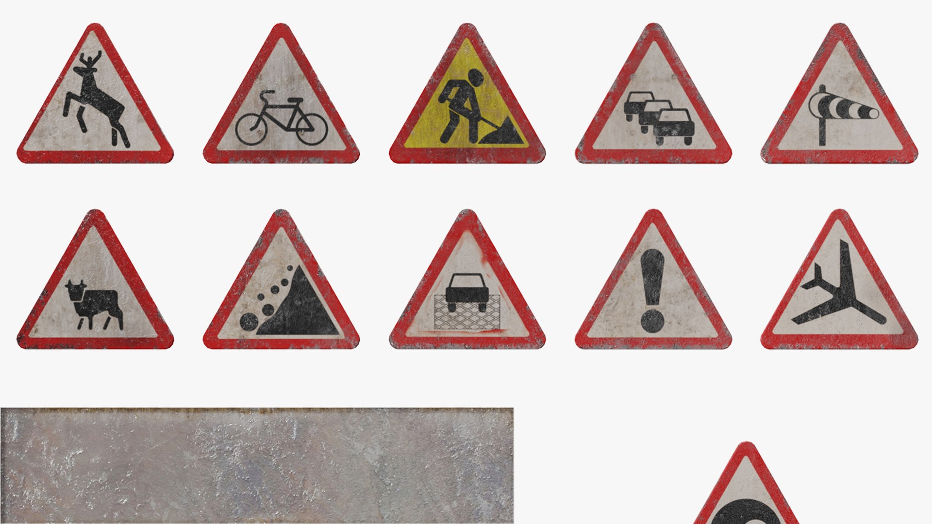 Warning Road Signs 3 3D Model - TurboSquid 1954600