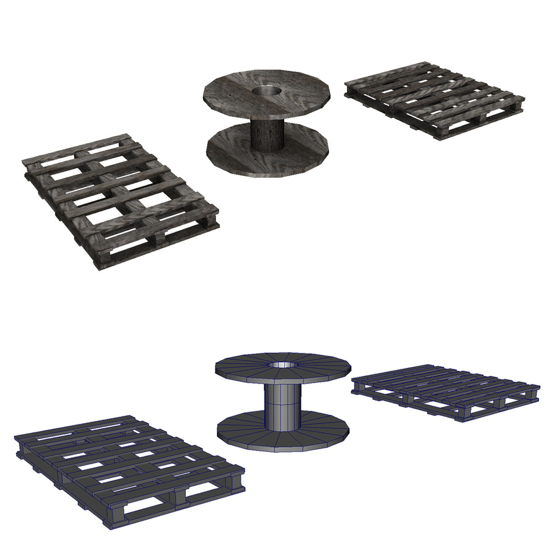 wooden pallets spool 3ds free