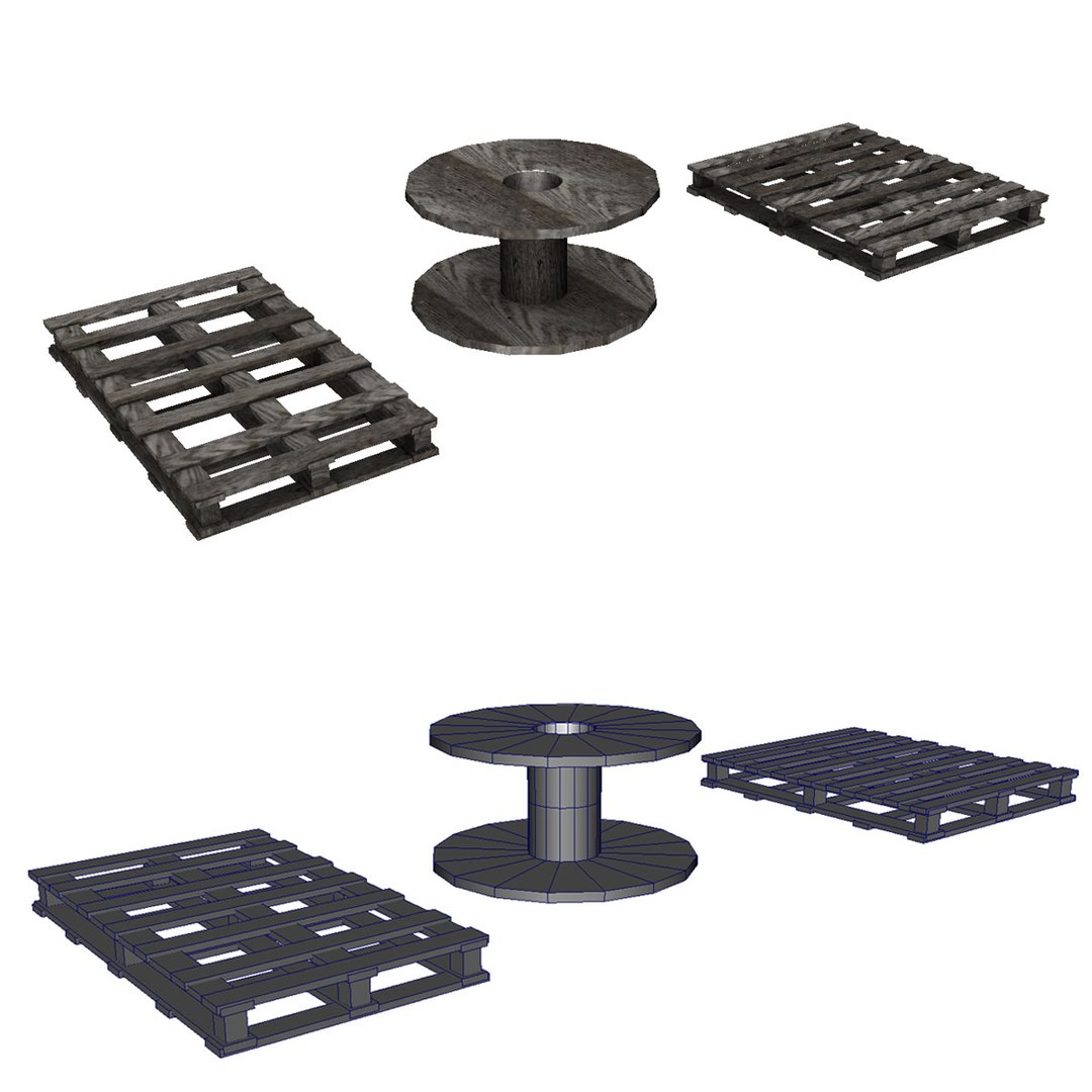 Wooden Pallets Spool 3ds Free