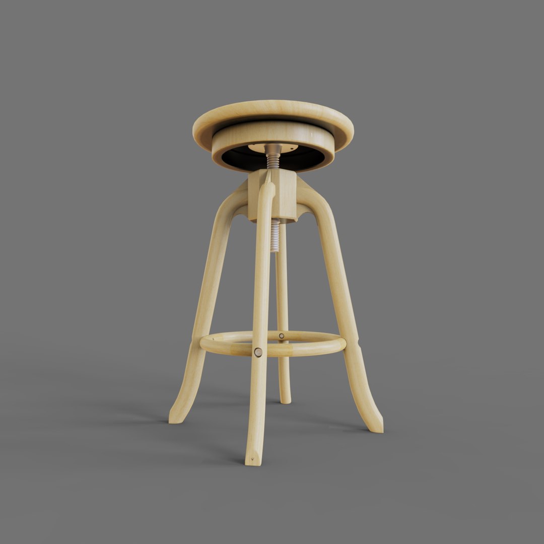 Stool Wood Adjustable DIY Model - TurboSquid 2194611