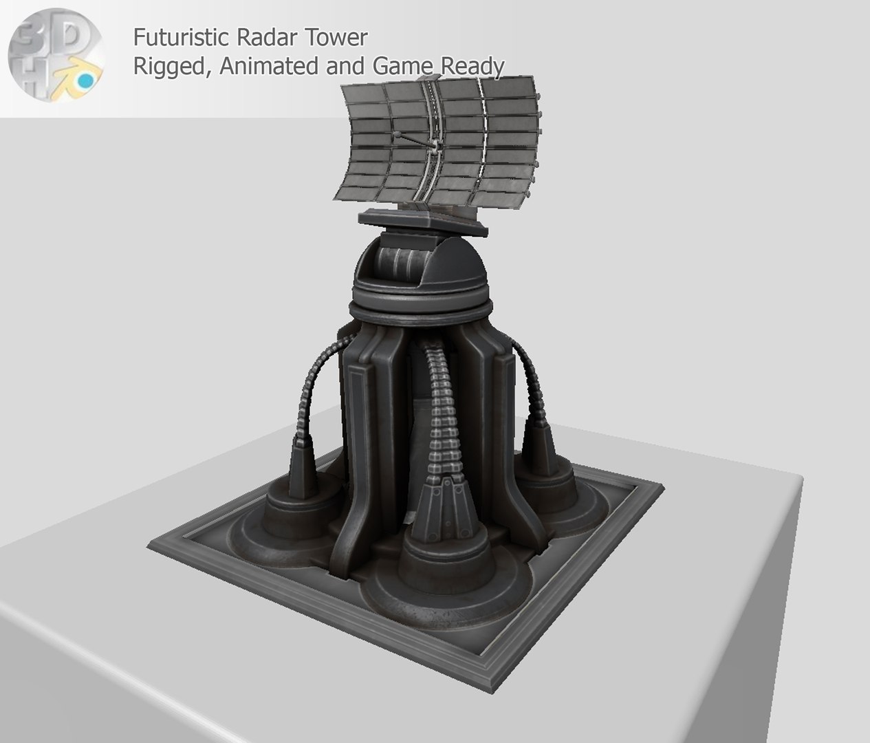 3d model futuristic radar tower