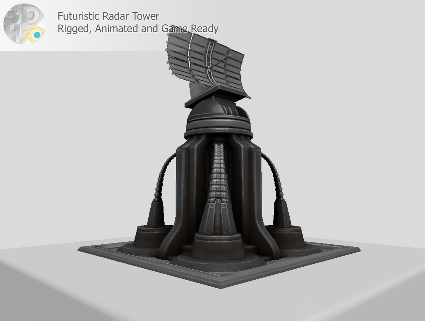 3d model futuristic radar tower