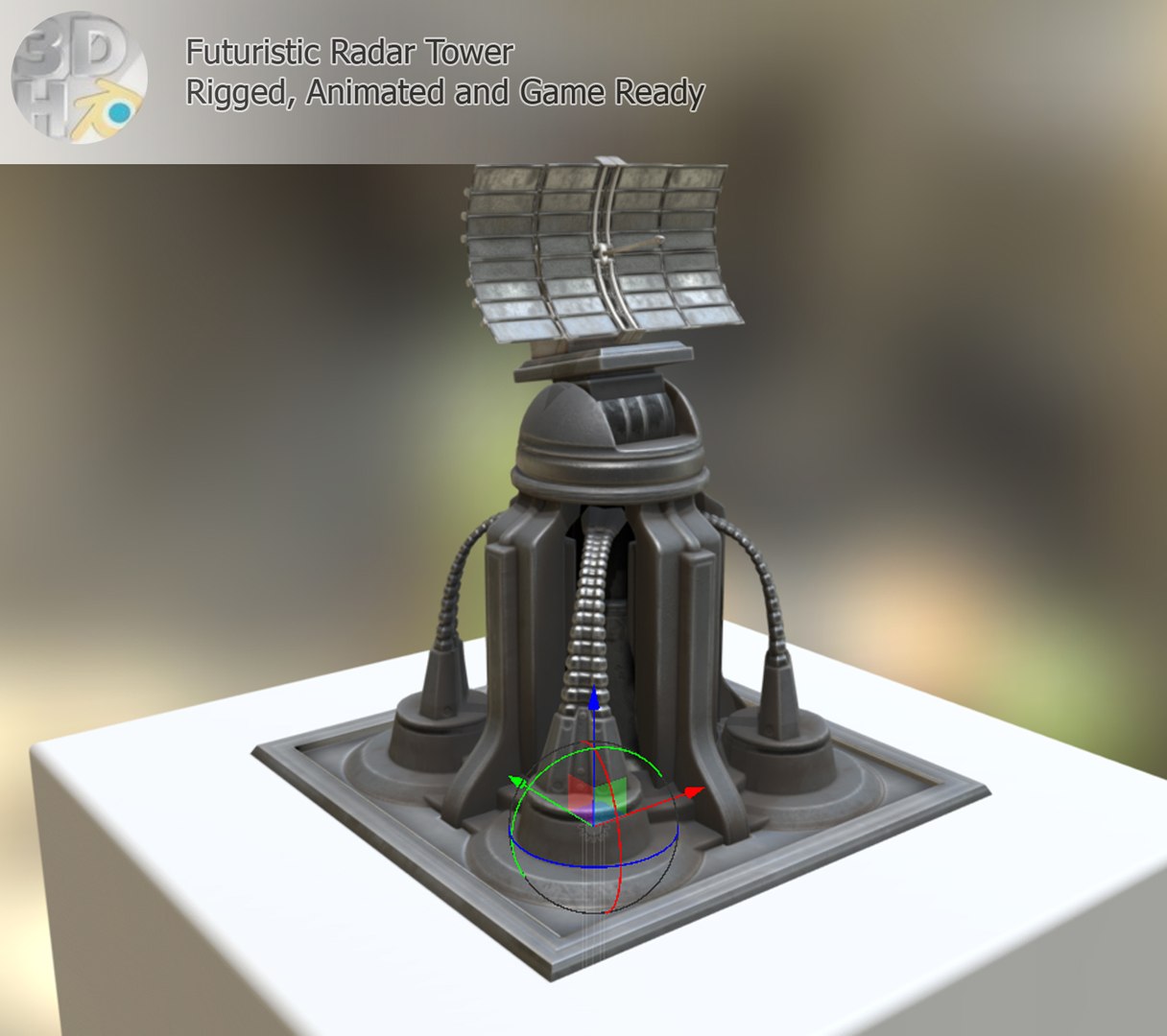 3d model futuristic radar tower