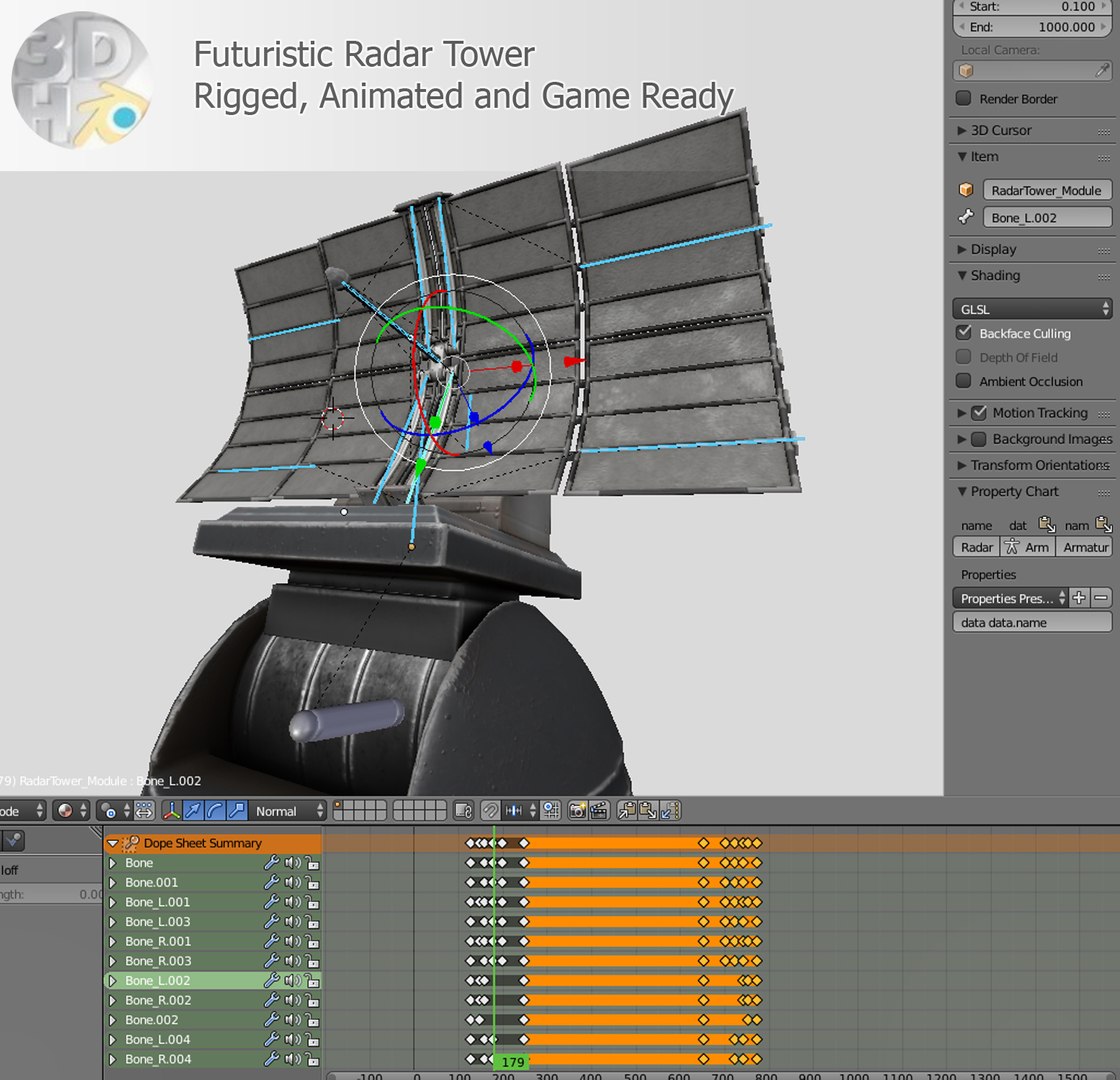 3d model futuristic radar tower